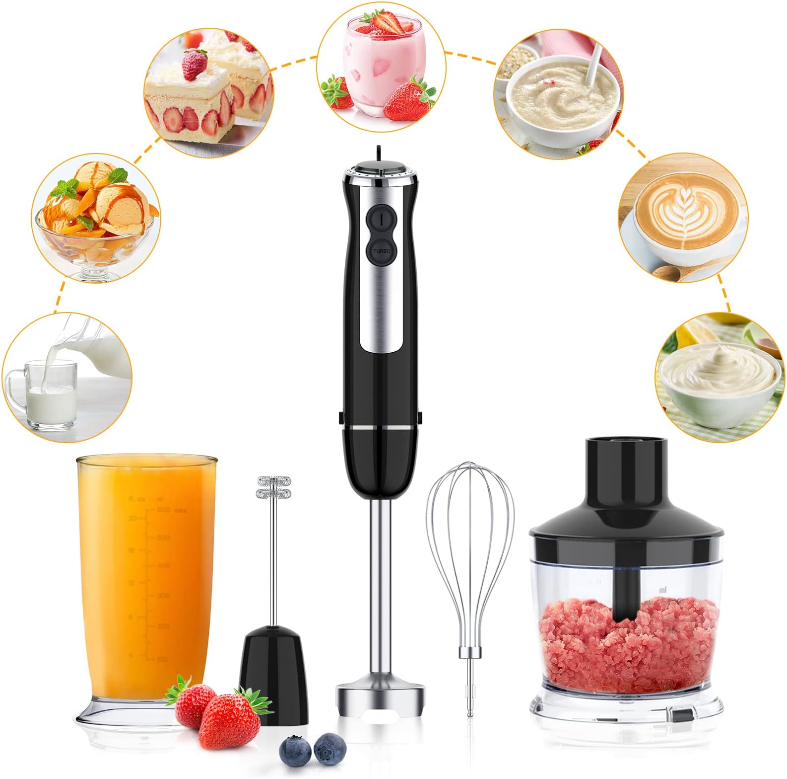 Amazon.com: Hand Blender Smart Stick 600W 2 Speed and Turbo Mode Handle ...