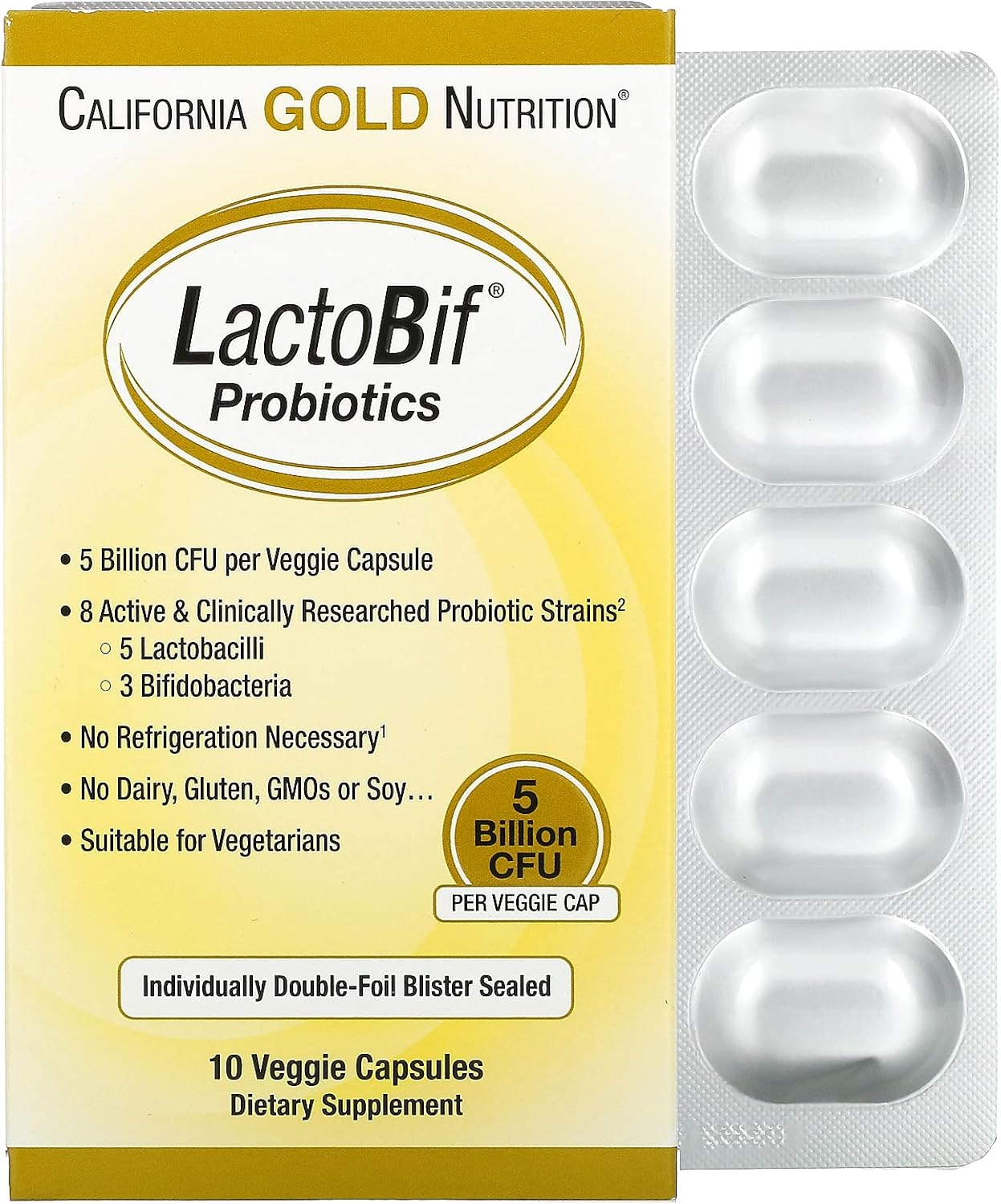 Amazon.com: California Gold Nutrition LactoBif Probiotics, 5 Billion ...