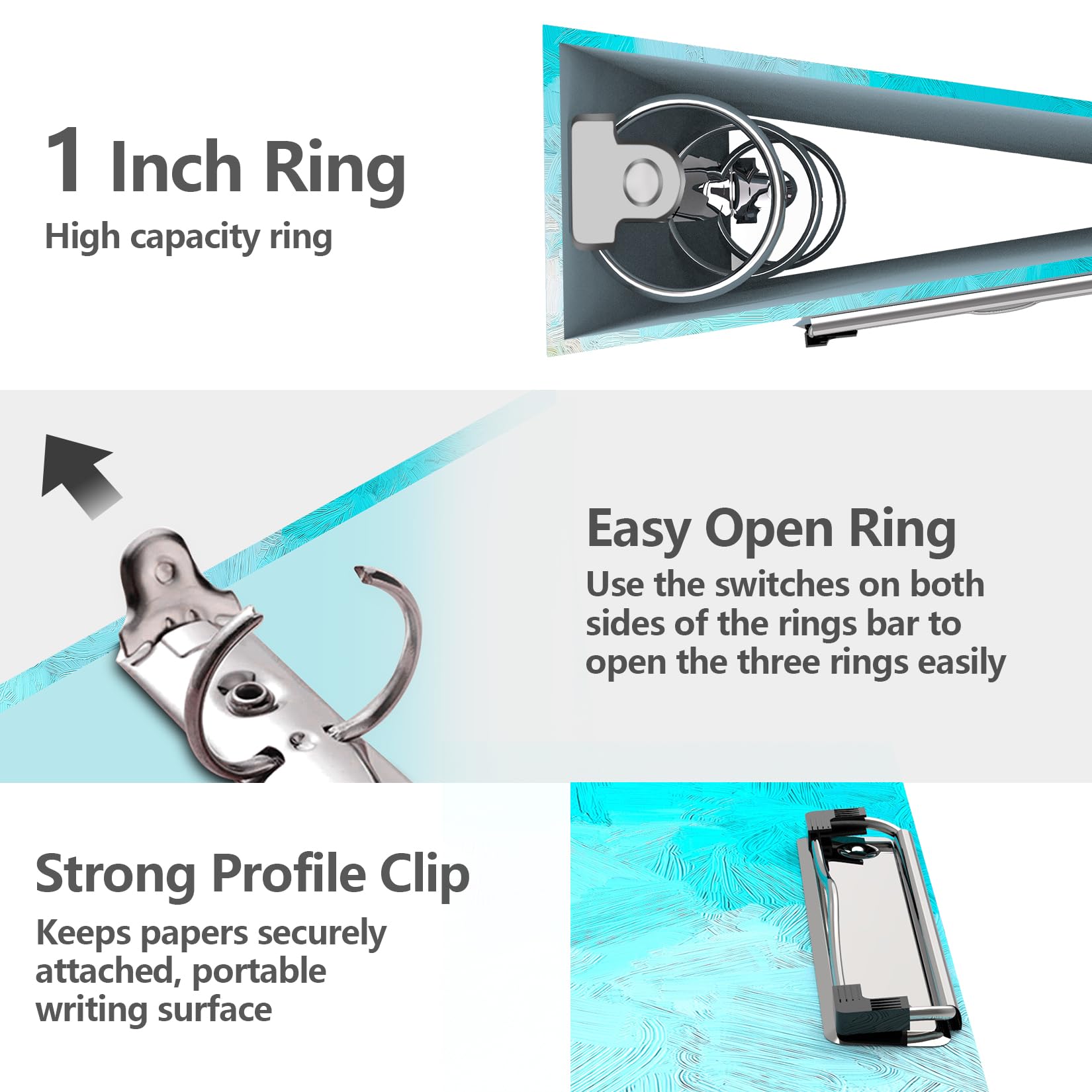 Snapklik.com : Mini 3 Ring Binder 1 Inch Ring, 2 Interior Pockets, 6 ...