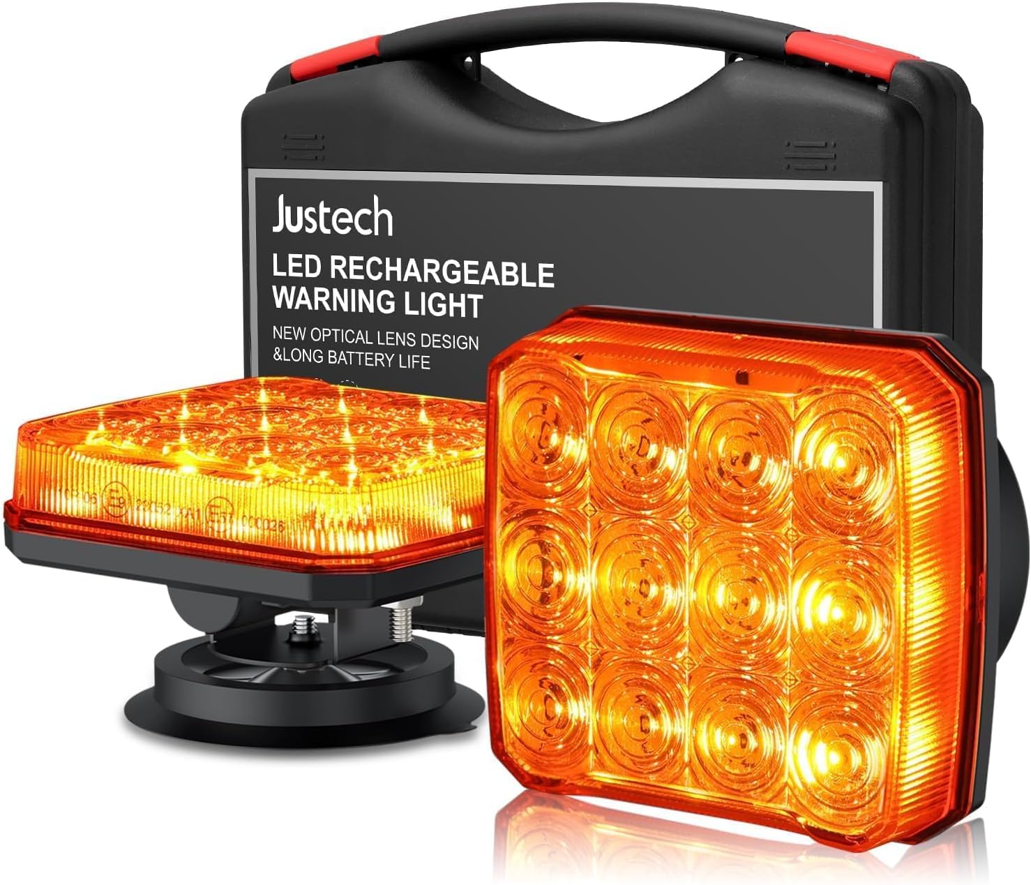 Justech 2pcs Wireless LED Warning Lights Magnetic Rechargeable ...
