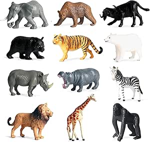 Amazon.com: RUSON 12 Pcs Mini Safari Animals Figures Toys, Realistic ...