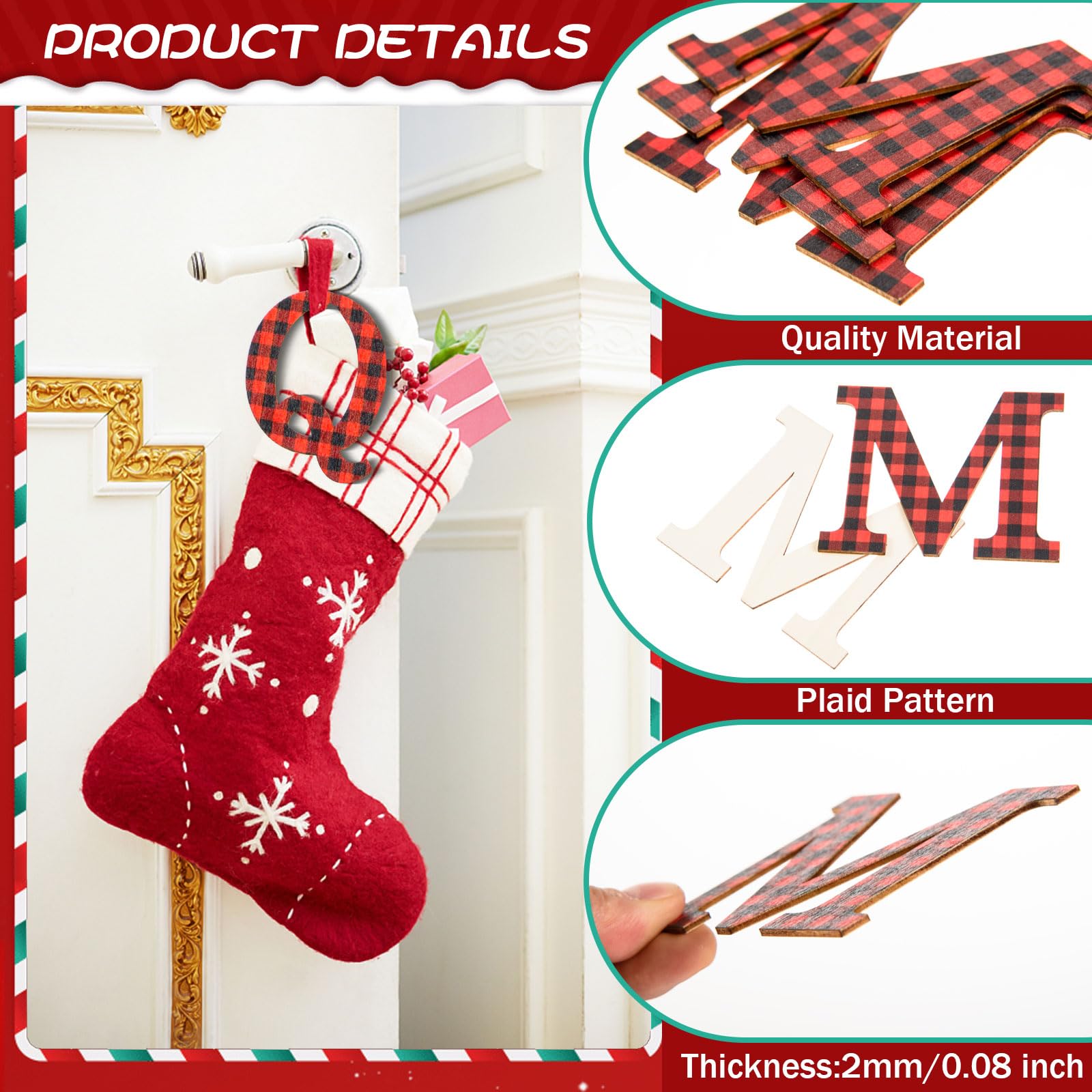 Snapklik.com : 124 Pcs Christmas Stocking Letter Numbers Tags ...