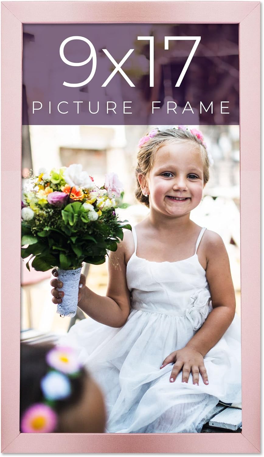 Amazon.com - 9x17 Frame Pink Rose Gold Solid Wood Picture Frame Width 0 ...