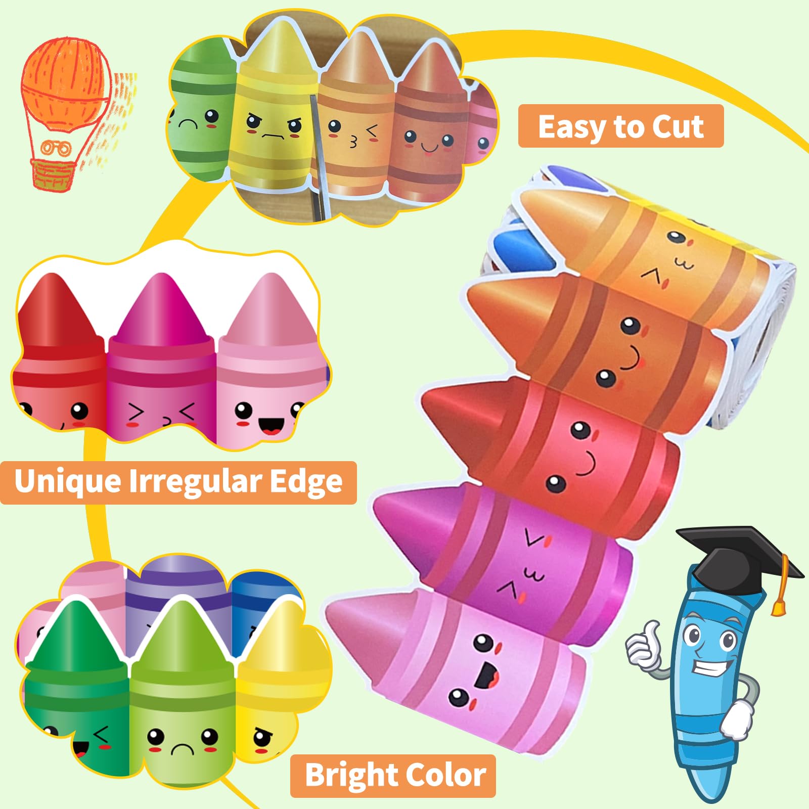 Snapklik.com : 36 Feet Bulletin Board Borders, Colorful Crayon Border ...