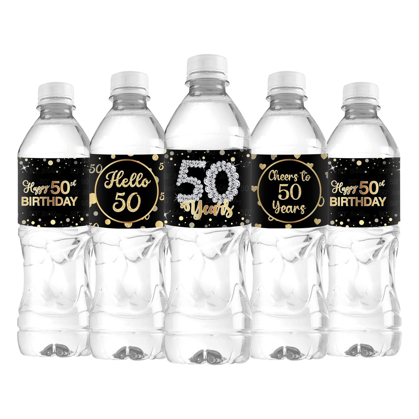 Amazon.com: WIDEIDEAL 30Pcs Happy 50th Birthday Water Bottle Labels ...