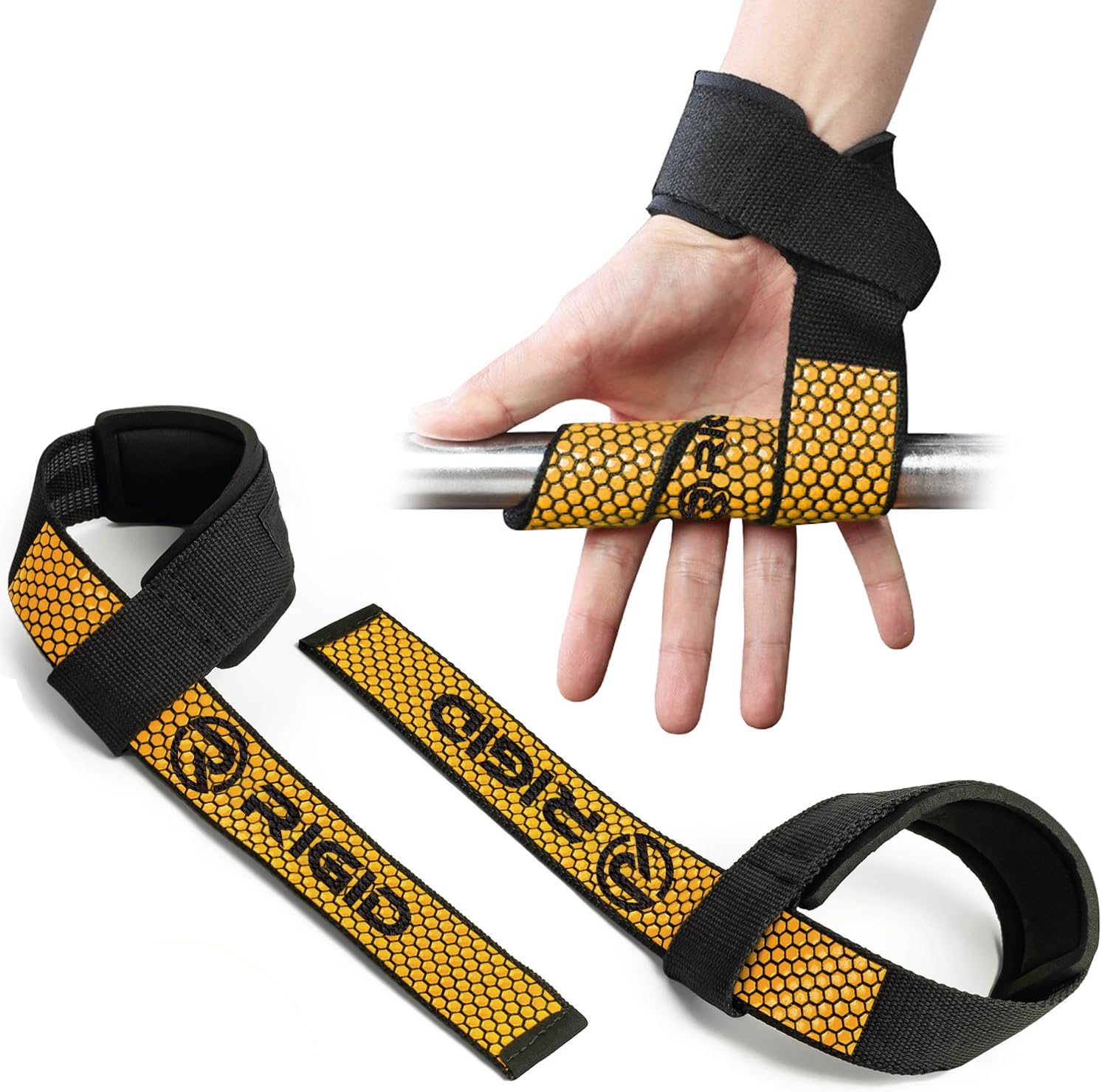 RIGID FITNESS Lifting Straps for Gym, Padded Wrist Protection Straps ...