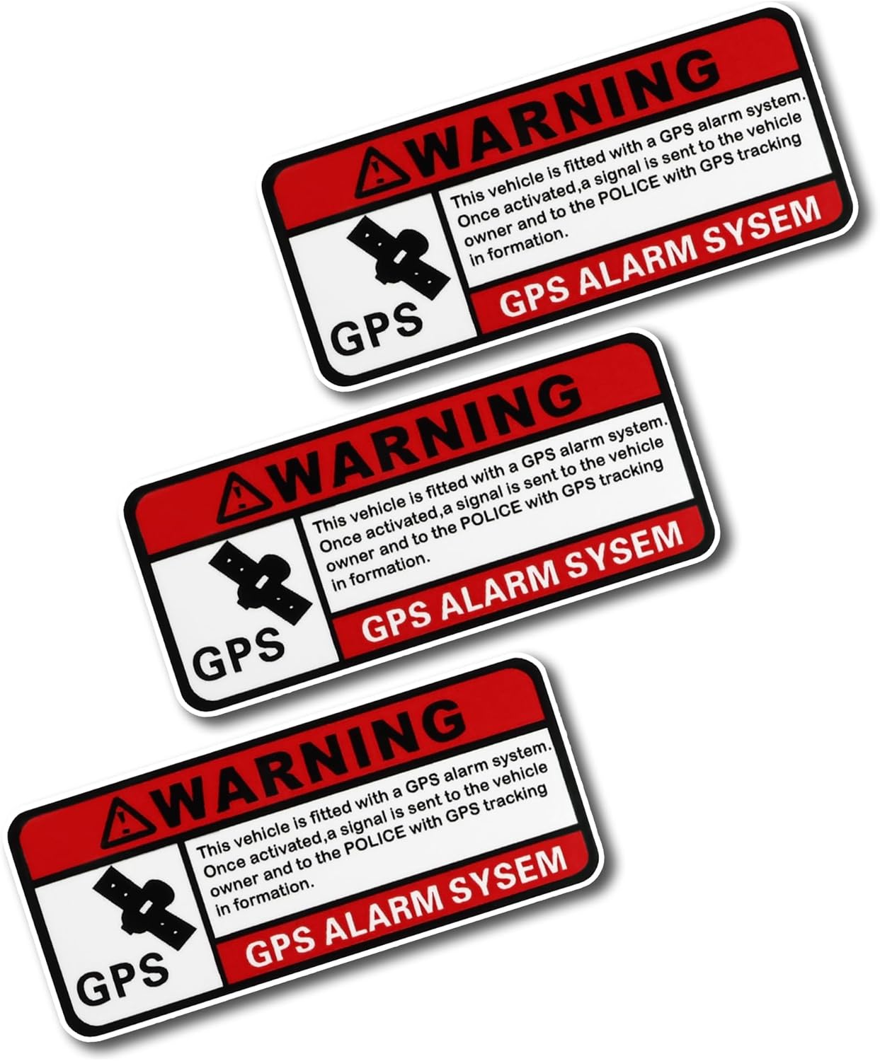 Amazon.com: 3PCS Car Stickers,Warning GPS Alarm System Anti-Theft GPS ...