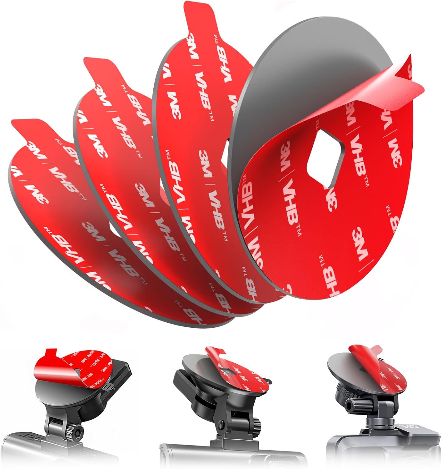 pop-tech Double-Sided Adhesive Sticky Pads for Dash Cam, 4 Pack 2.2 ...