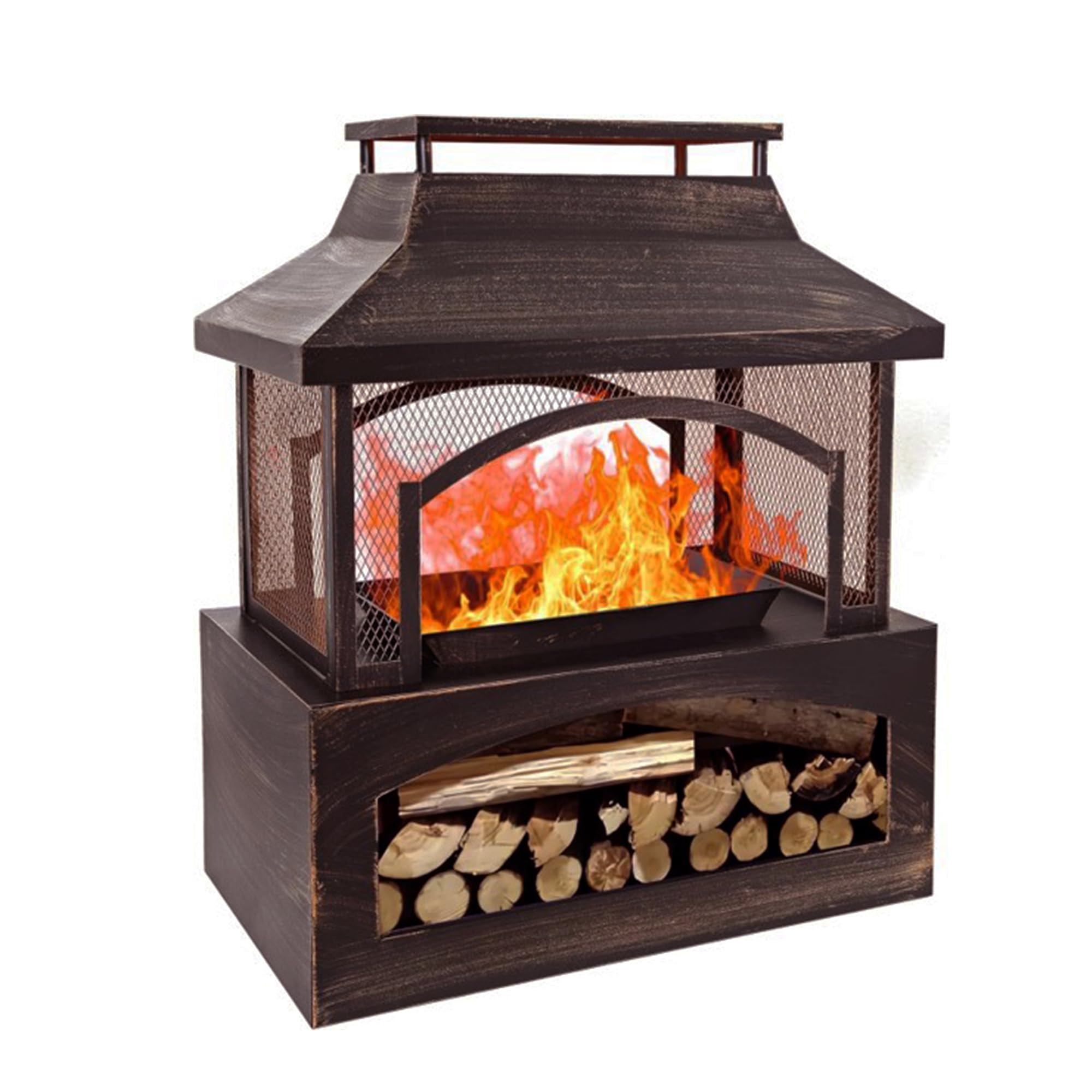 Solo Stove 37" Red Mountain Valley Fire Pit With Wood Storage - Outdoor ...