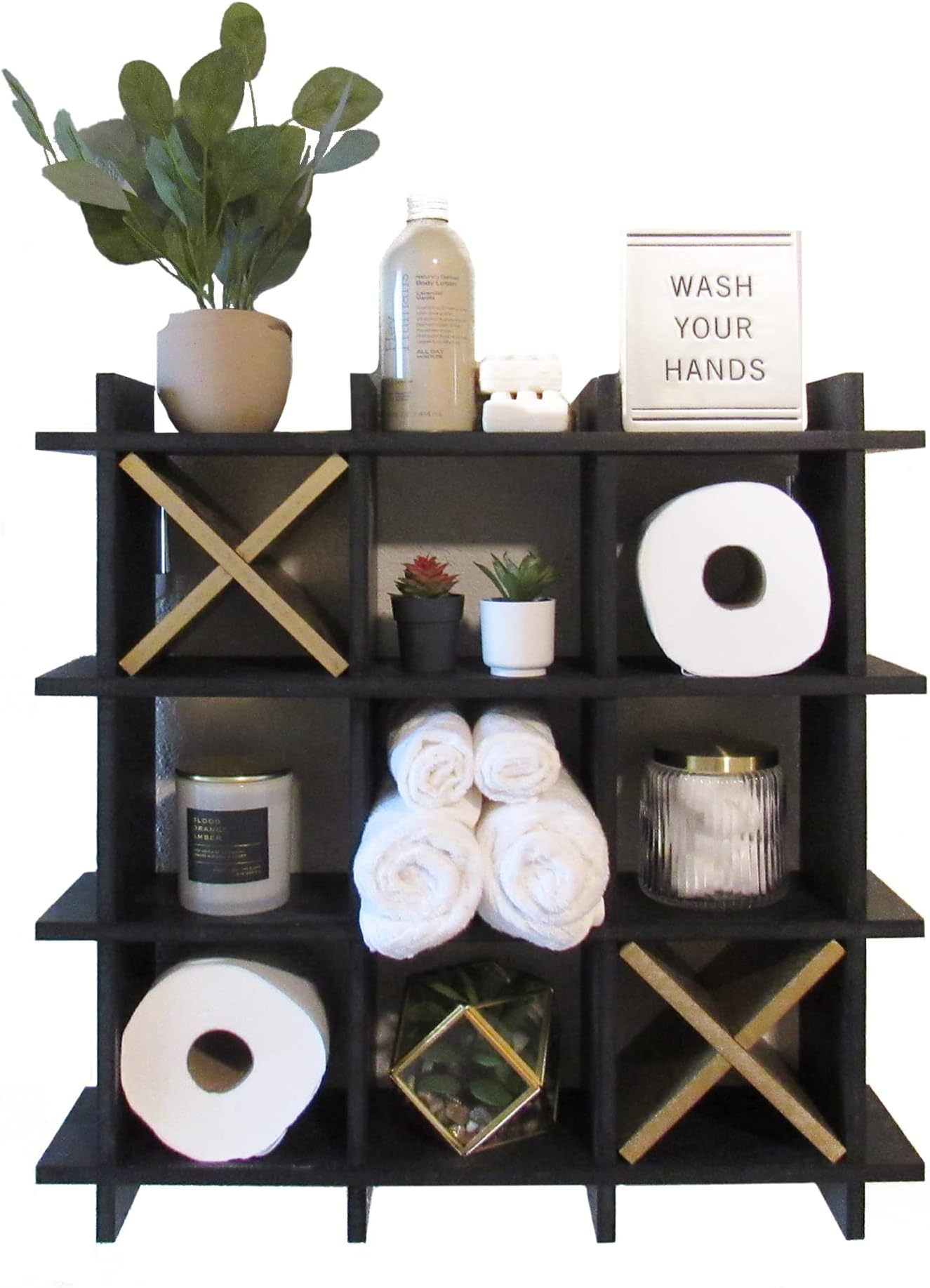 Amazon.com: Large Black Tic Tac Toe Toilet Paper Holder Stand | Design ...