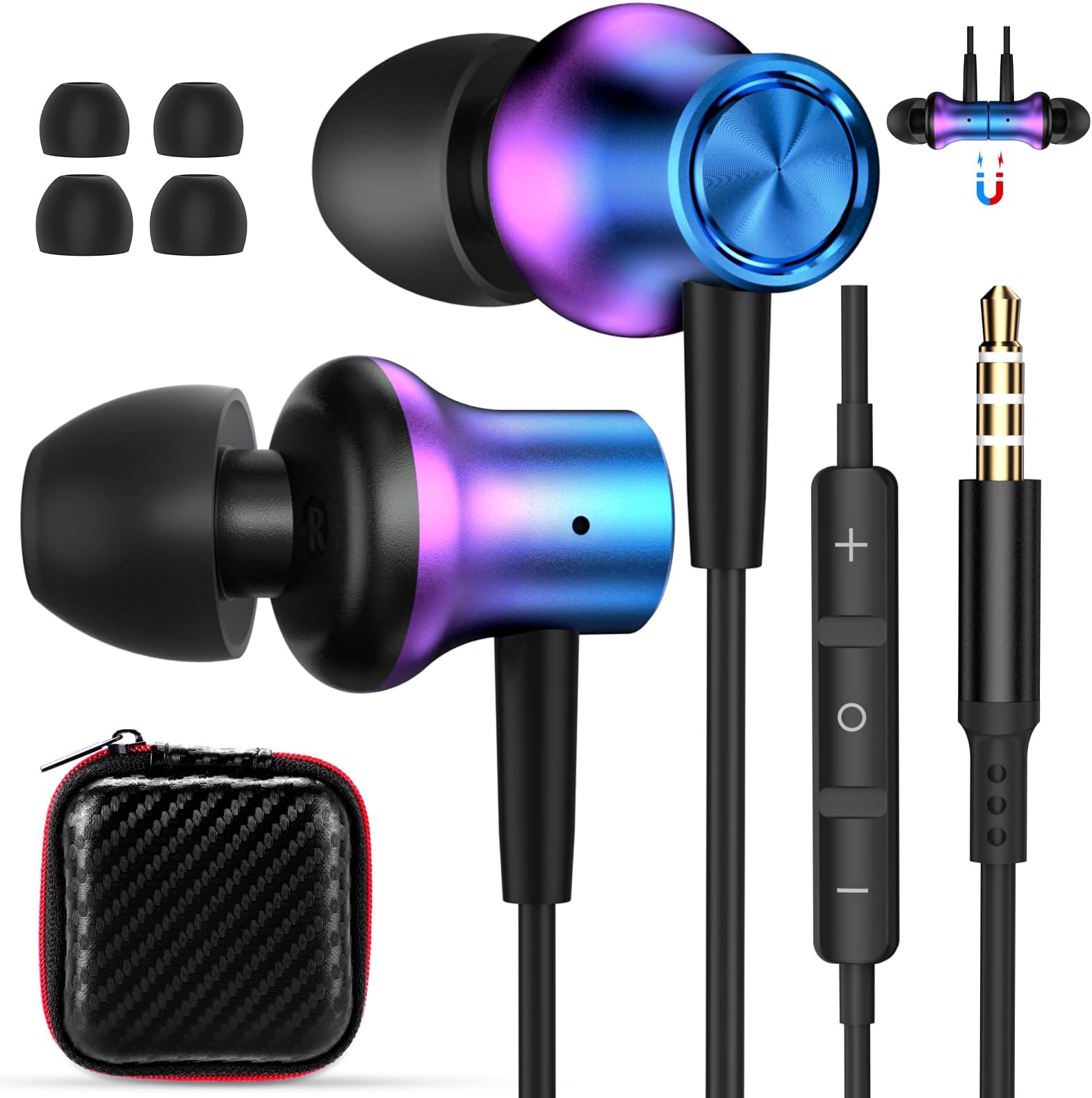 Amazon.com: 3.5mm Jack Earbuds Dazzle Magnetic Wired Earphone for Moto ...