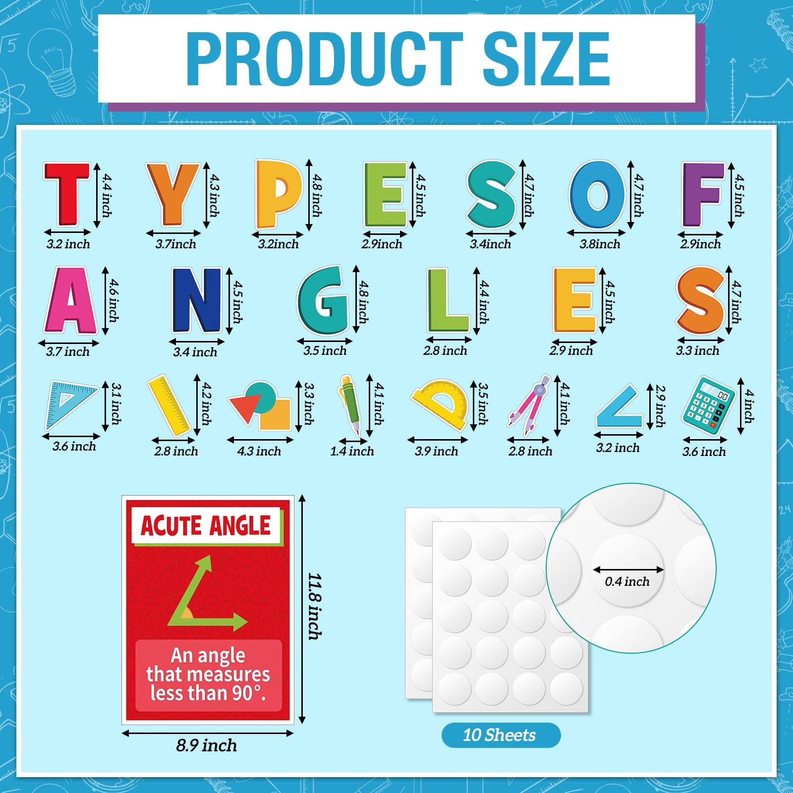 Snapklik.com : 33 Pcs Educational Math Posters Types Of Angles Bulletin ...