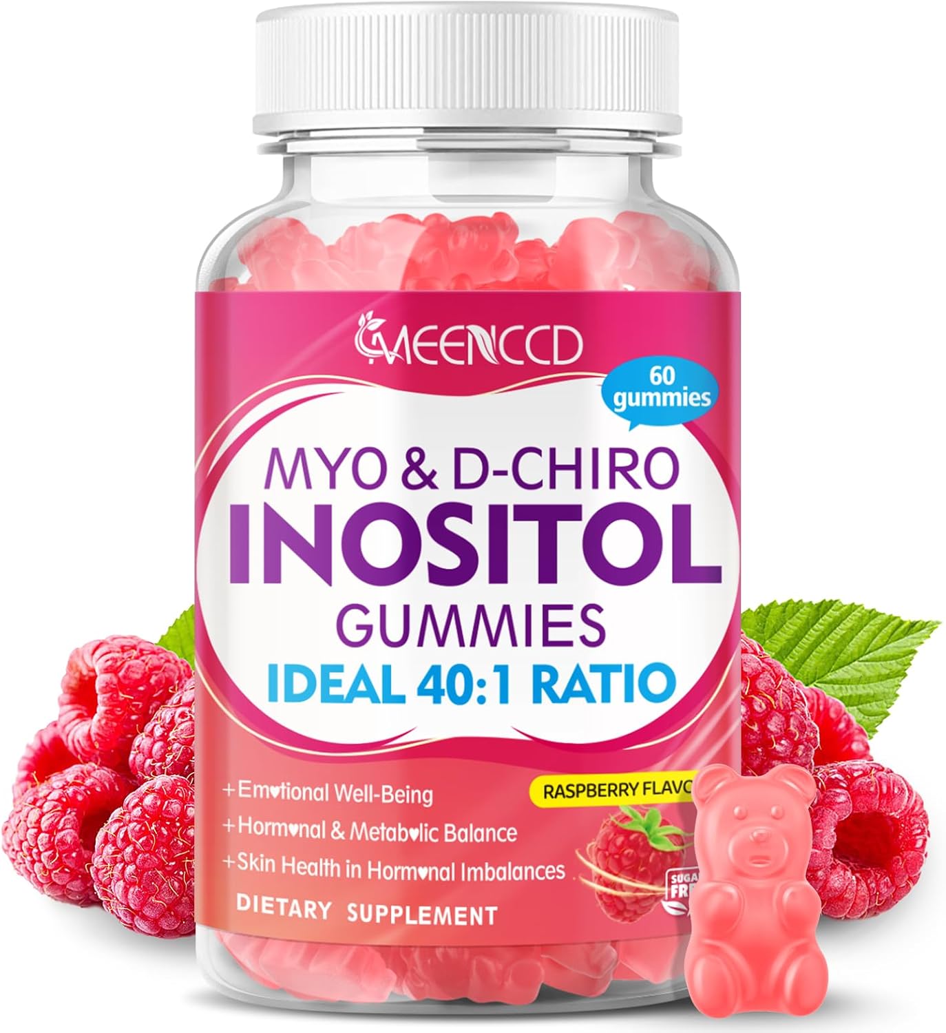Myo-Inositol & D-Chiro Inositol Gummies, 40:1 Ratio Inositol with ...