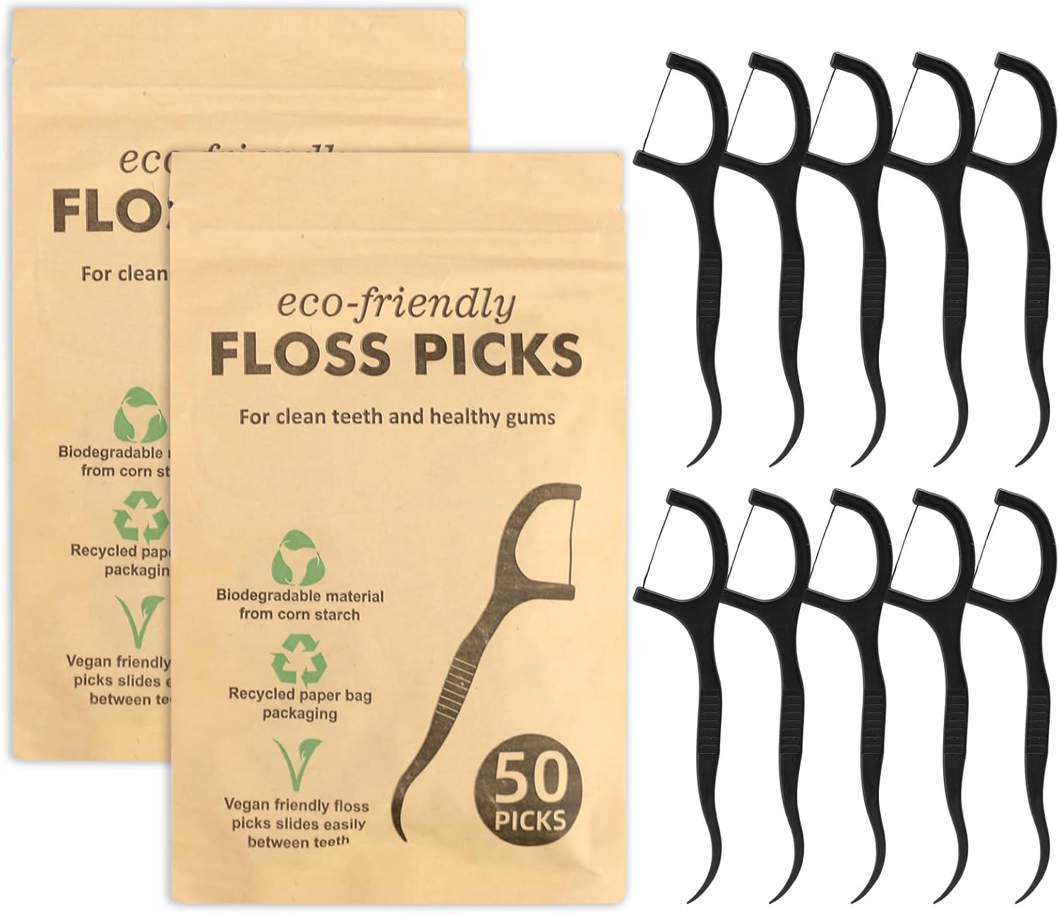 ISOI 100 Picks Dental Floss Toothpicks,Natural Eco-Friendly Tooth Picks ...