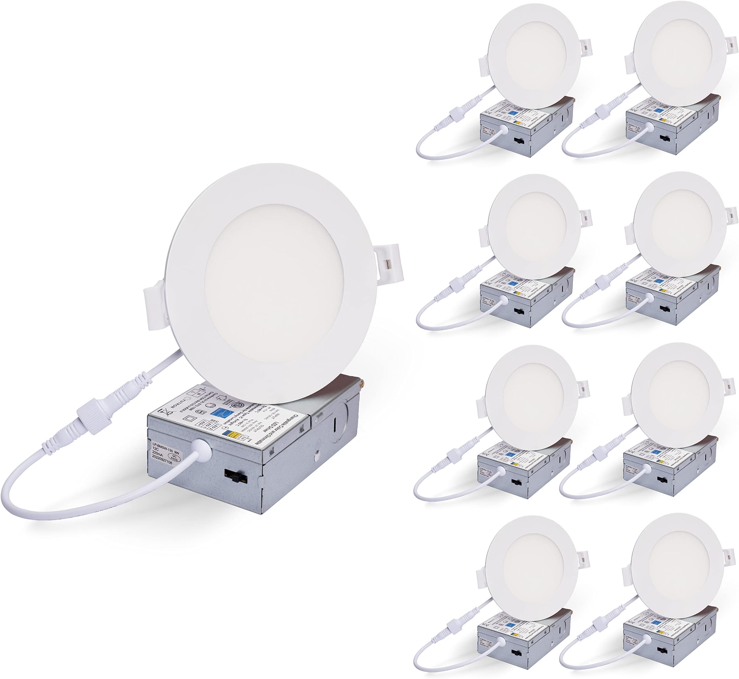 YUTRON 4 Inch 3CCT LED Recessed Slim Pot Light, Easy Color-Changeable ...