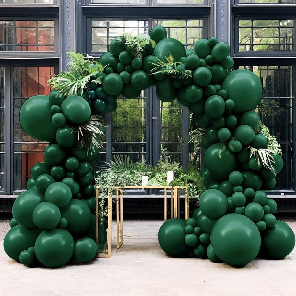 Amazon.com: Dark Green Balloon Garland Double Stuffed Emerald Green ...