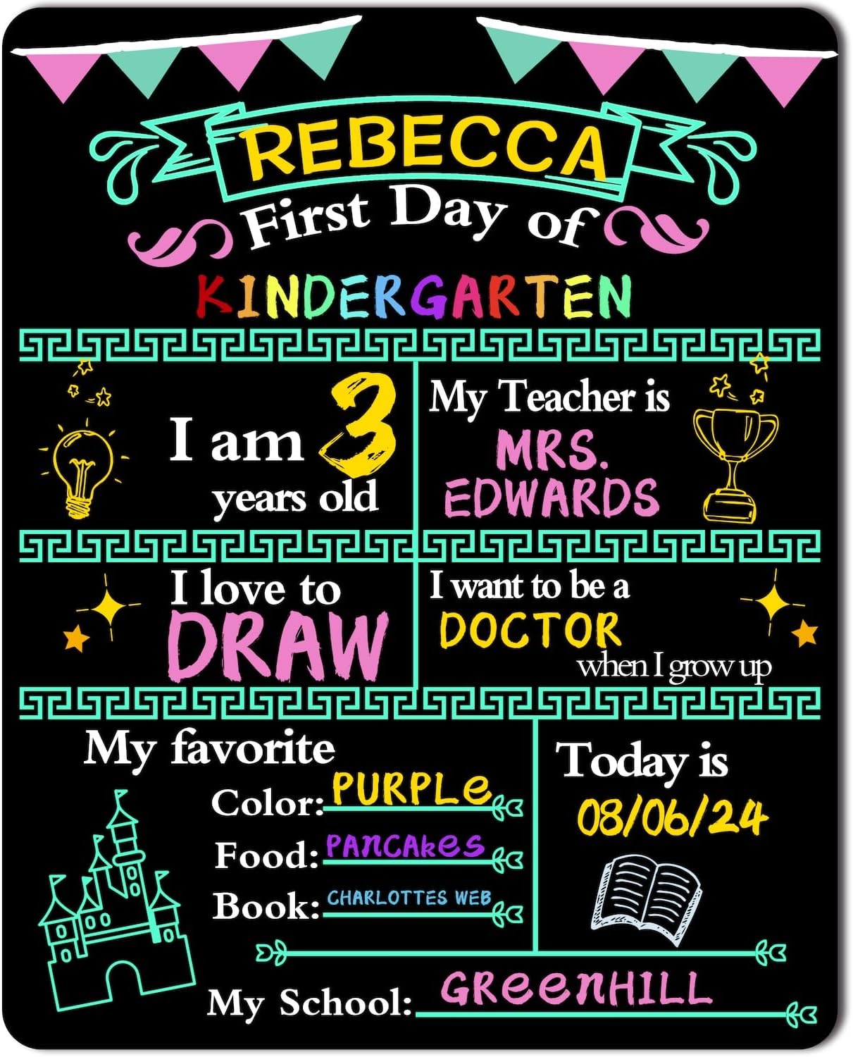 Amazon.com : First and Last Day of School Photo Prop Chalkboard Sign ...