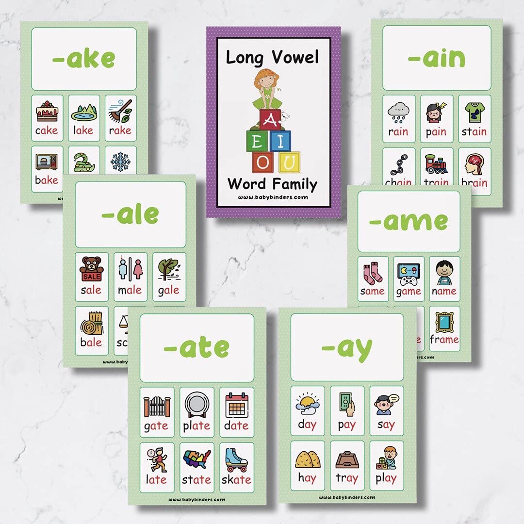 Buy Reusable Long Vowel Word Family Cards For 3-4 Years. Premium ...