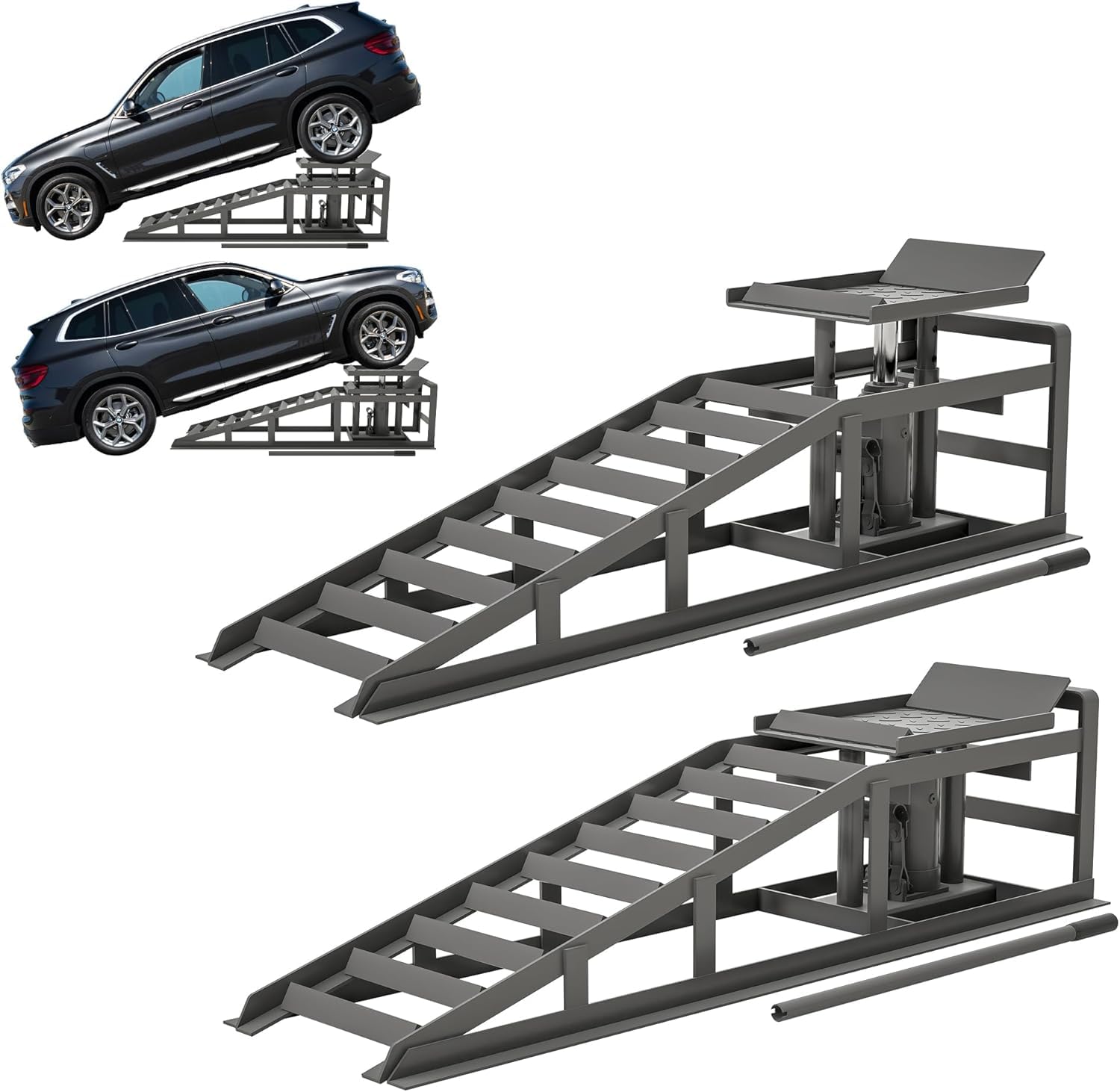 Snapklik.com : 2 Pack Hydraulic Car Ramps 5T 10000lbs Low Profile Car ...