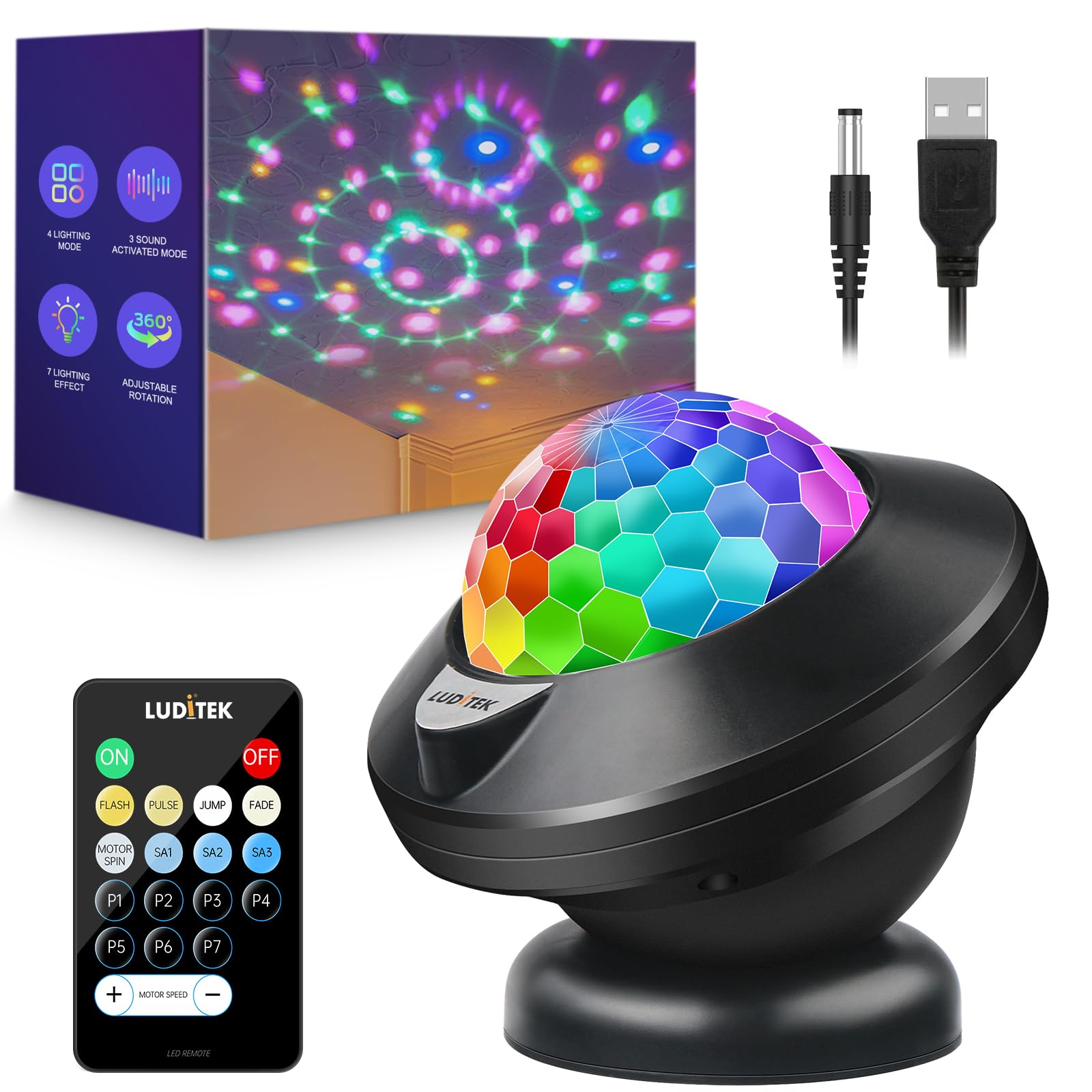 Amazon.com: Luditek Party Karaoke Lights with Remote for Kids Party ...