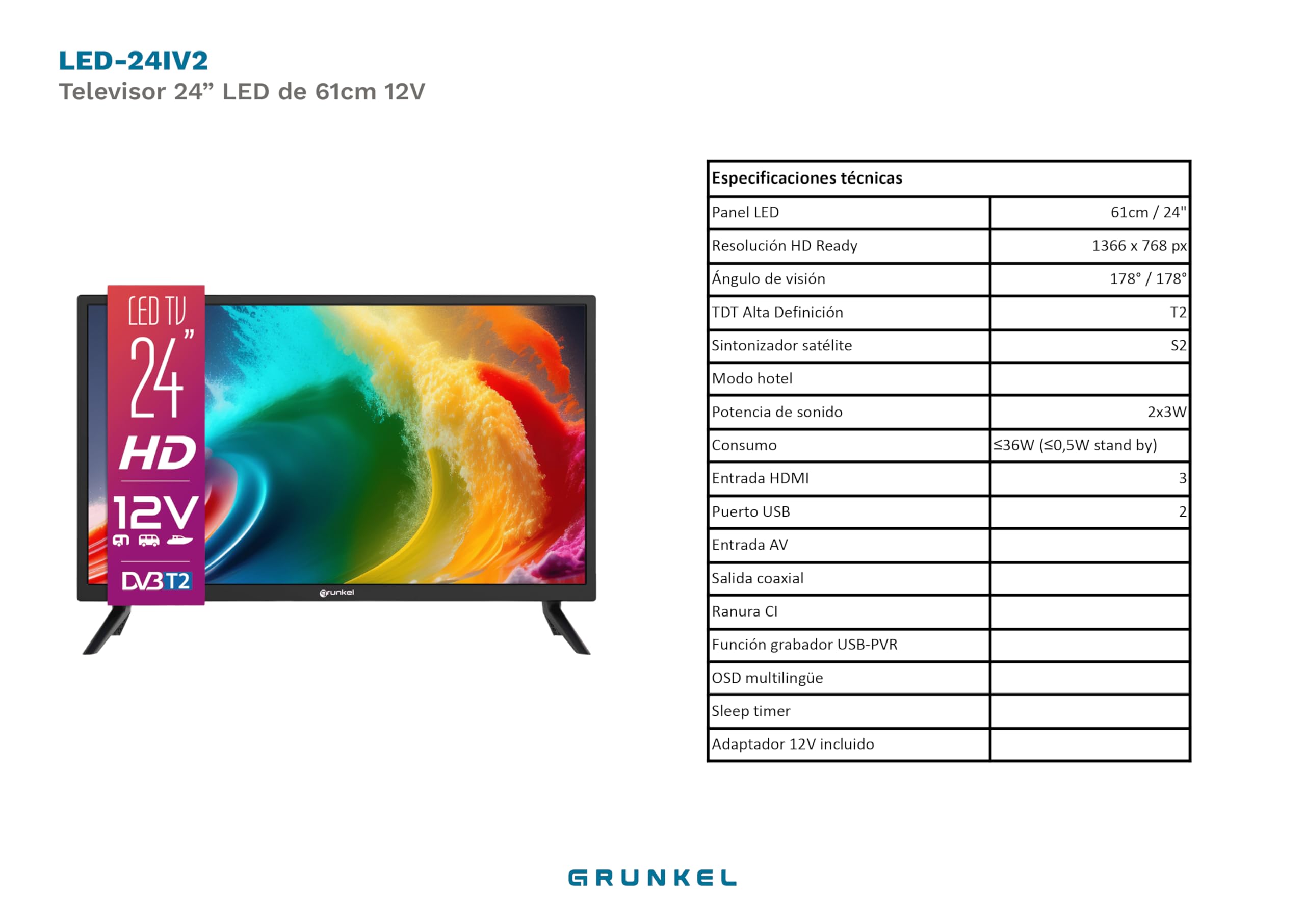 Radiola Televisor Led 22 Pulgadas Full HD 12V, LD22100K. Especial ...