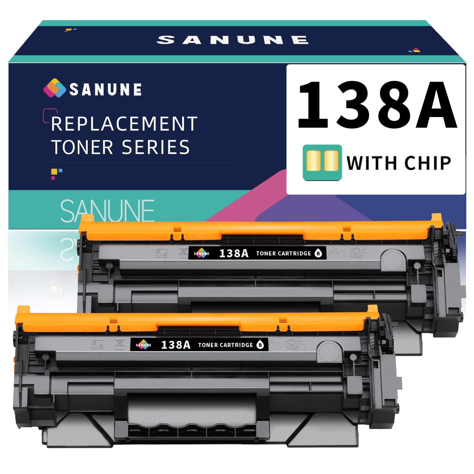 Amazon.com: SANUNE 138A (with Chip) Black Toner Cartridge Replacement ...