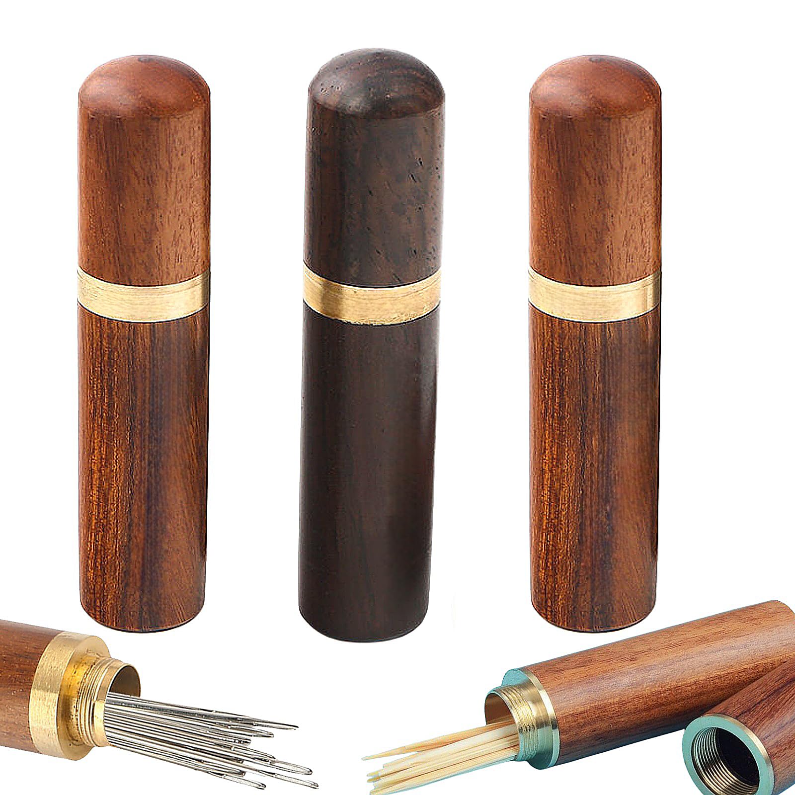 Amazon.com: 3 Pcs Wood Toothpick Holder Mini Toothpick Holder Portable ...