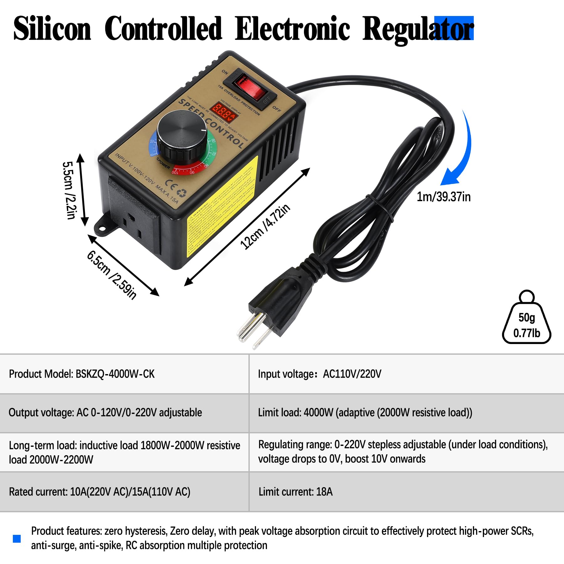 Snapklik.com : Fan Speed Controller, AC Motor Speed Controller 120V ...