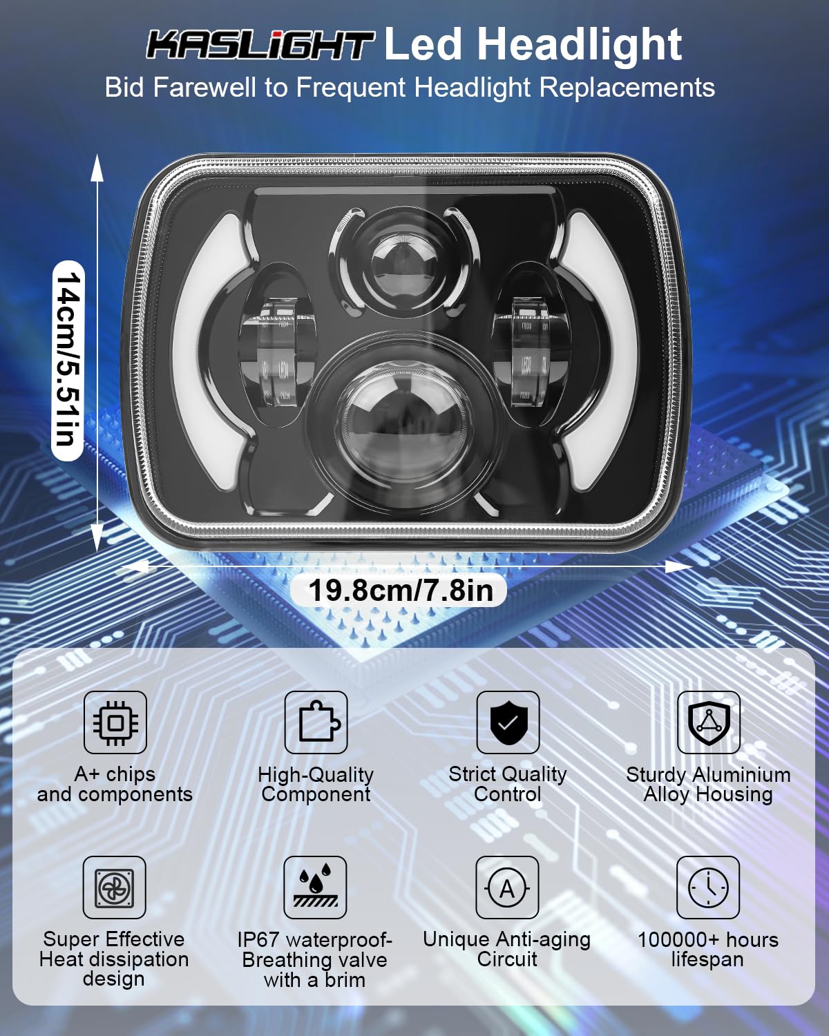 Snapklik.com : H6054 LED Headlights, 5x7 7x6 Led Headlights 6054 H5054 ...