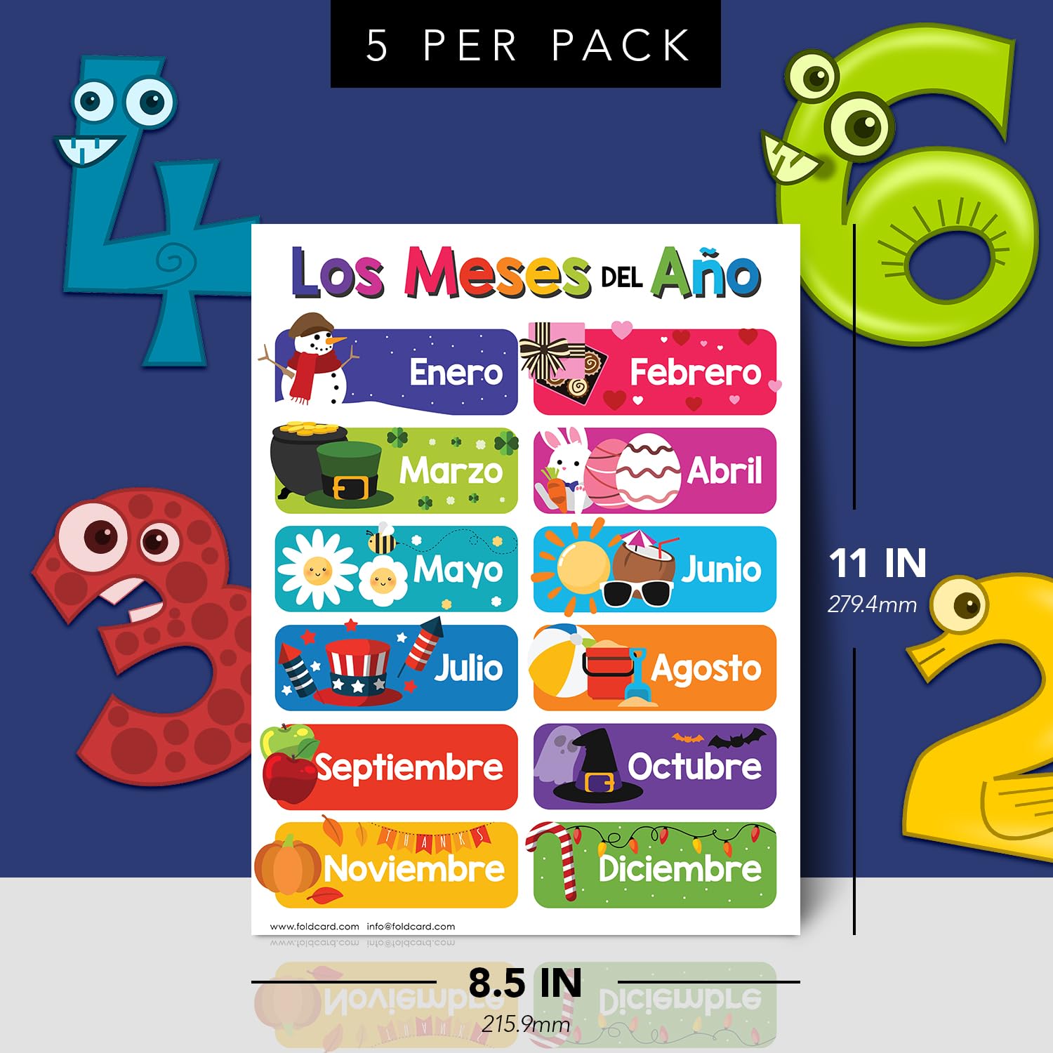 Snapklik.com : Los Meses Del Año Spanish Chart For Preschool To ...