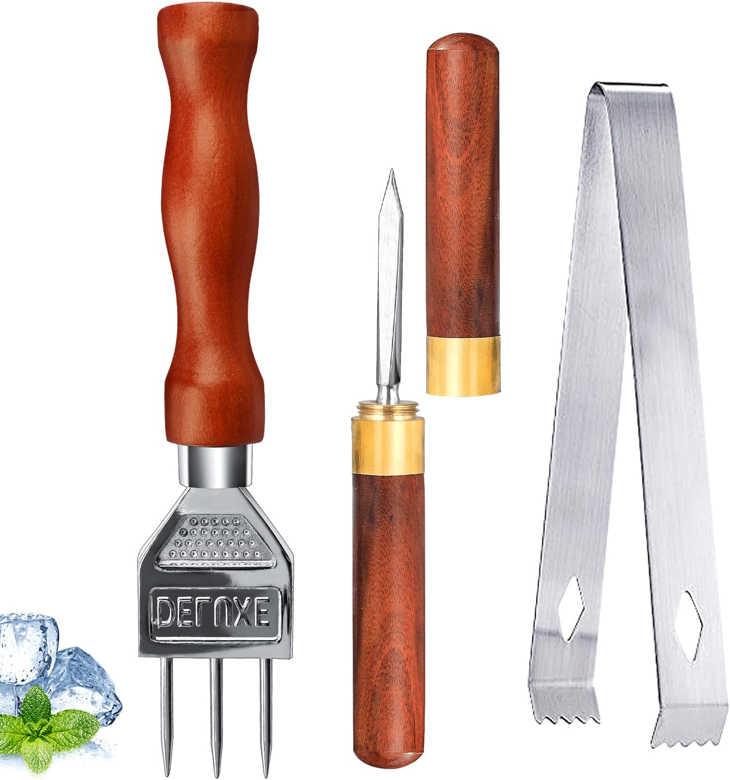 Amazon.com: Stainless Steel Ice Pick with Wooden Handle and Sheath ...