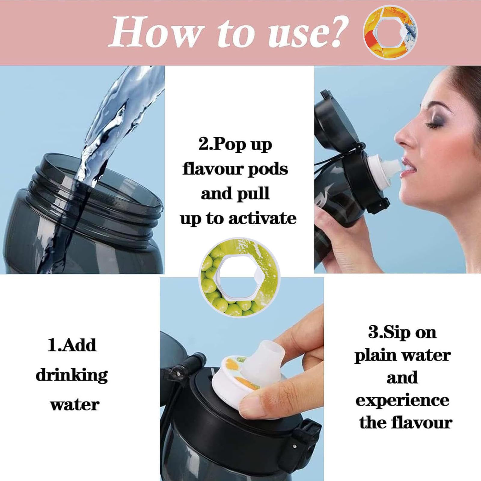 Vexquivera 7Pcs Flavour Pods Water Bottle Random Flavour Pods Water ...