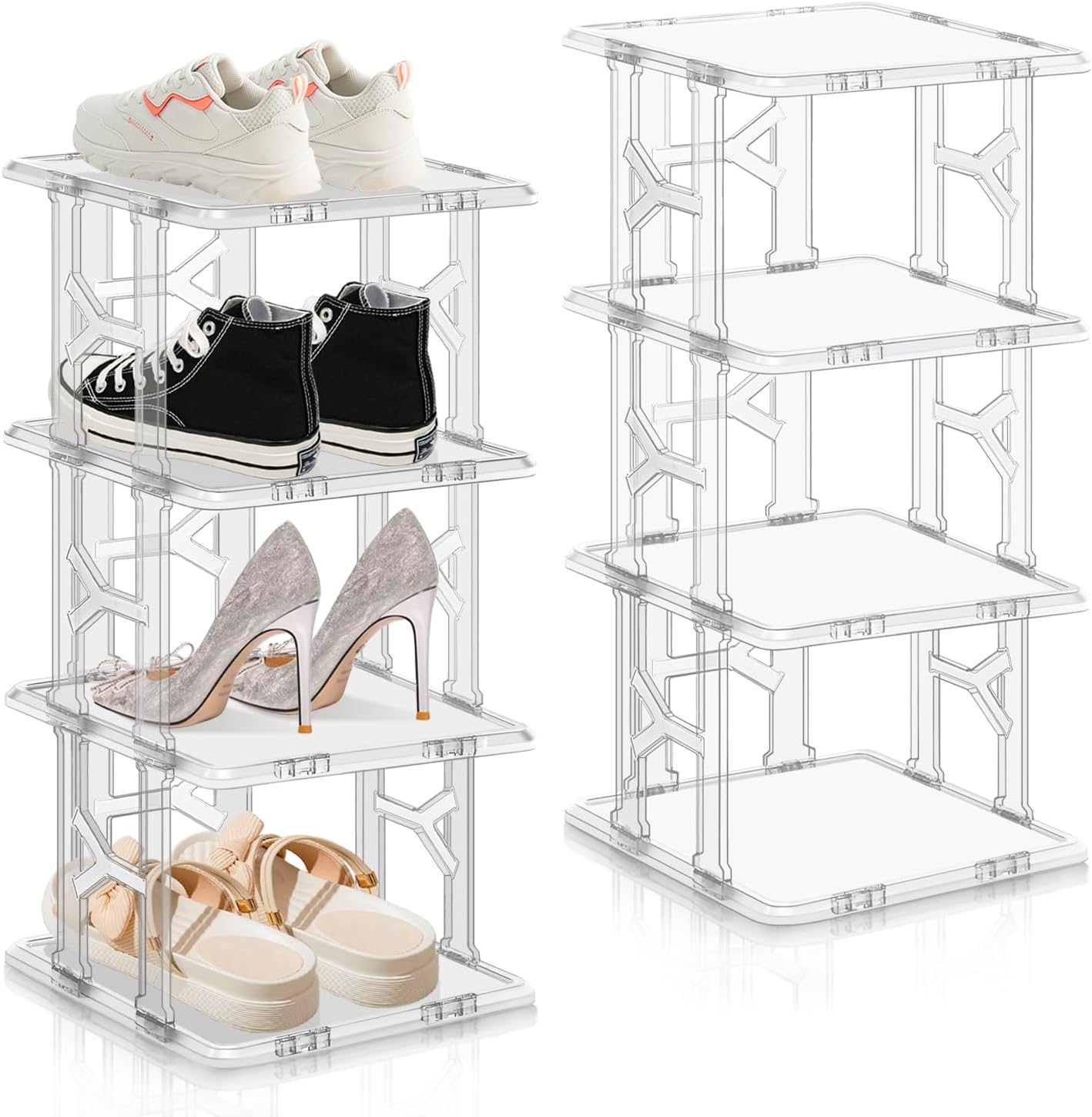 Amazon.com: Designstyles Acrylic Shoe Bench Rack – Three Tier Shoe ...