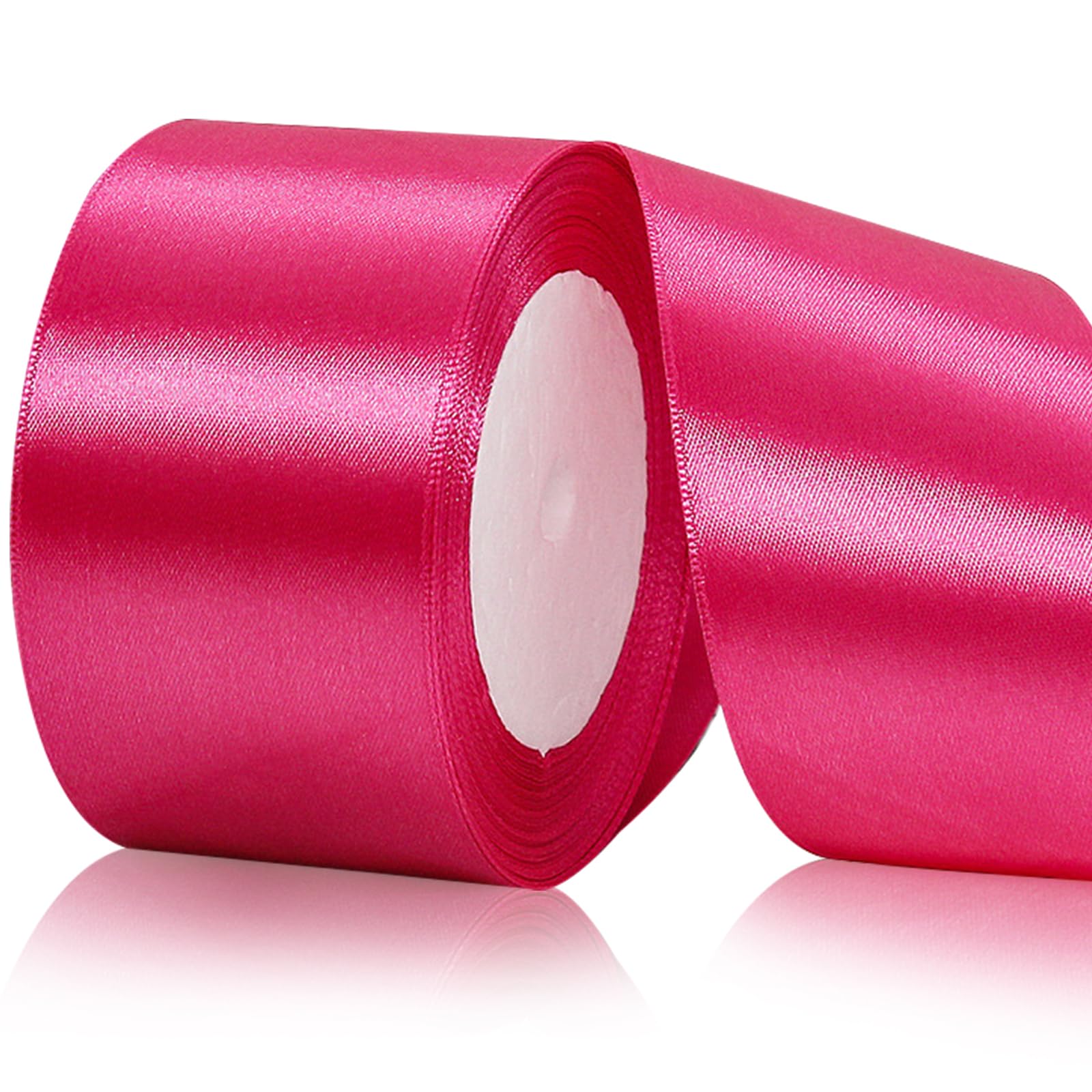Amazon.com: Hot Pink Satin Ribbon 2 Inch x 25 Yards, Rose Red Silk ...