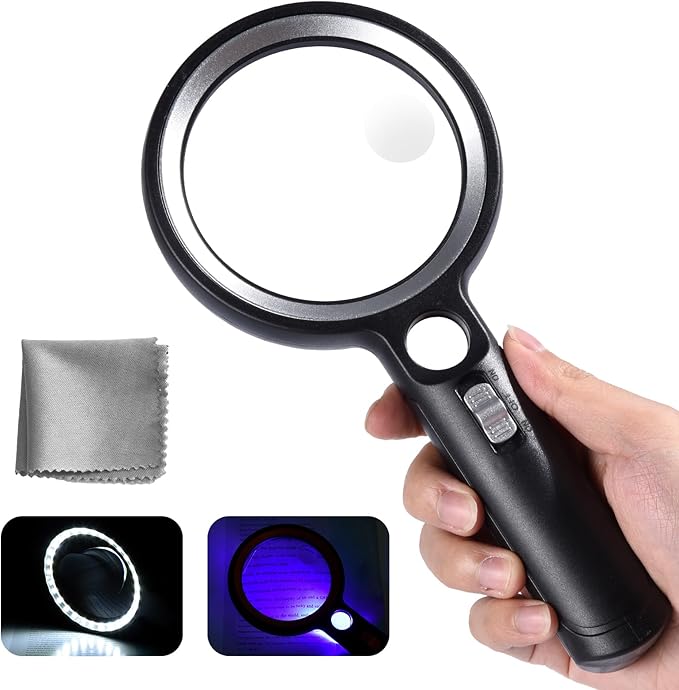 Amazon.com: Magnifying Glass with Light, 30 LED Lights Handheld ...