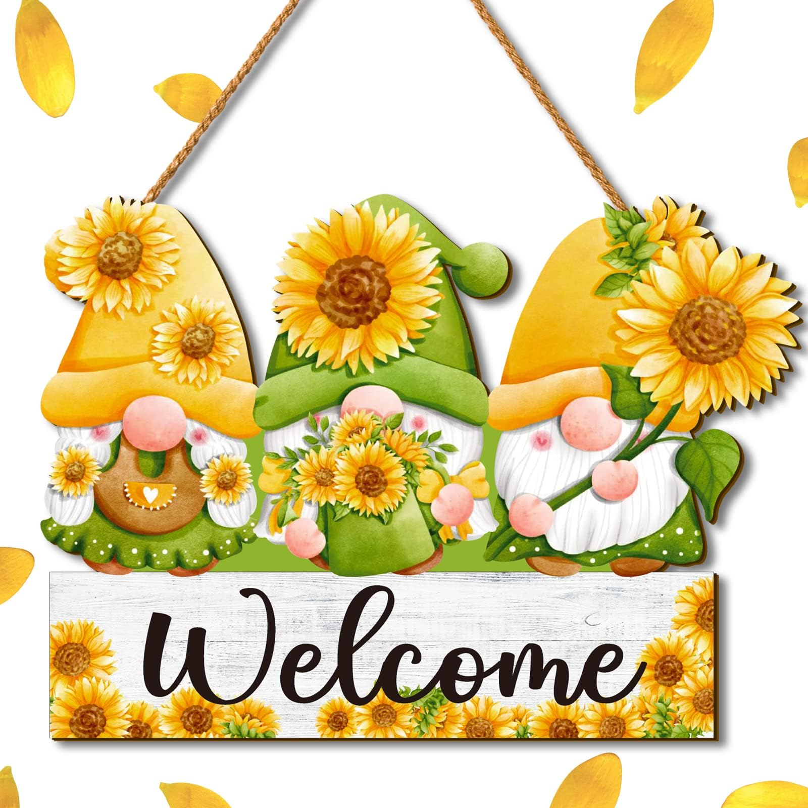 Amazon.com : Sunflower Welcome Sign Decor Sunflower Gnome Gnomes ...