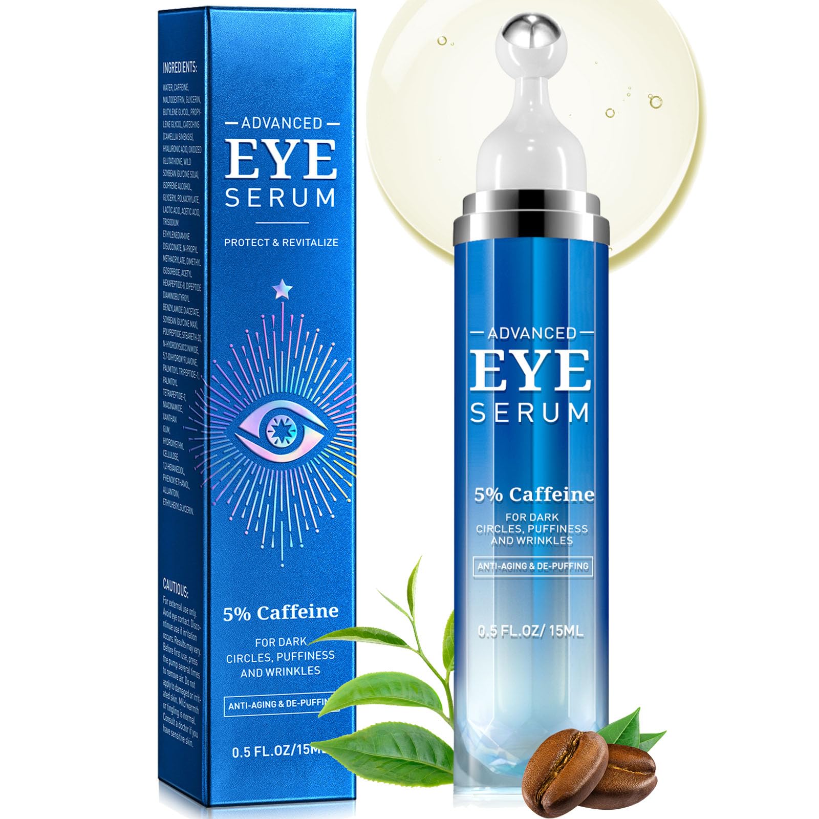 Amazon.com: Eye Serum for Dark Circles and Puffiness - 5% Caffeine ...