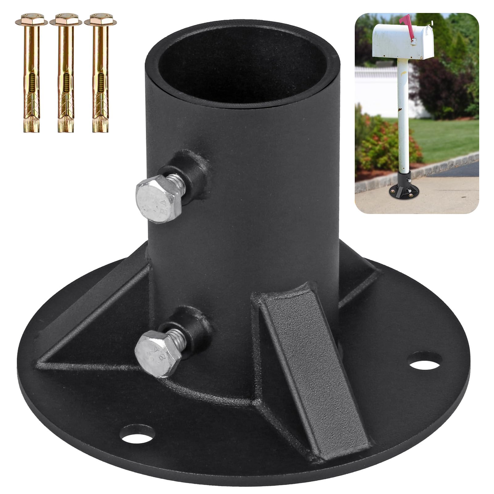 Snapklik.com : Insaga Chain Link Fence Post 2 Floor Flange Base, Heavy ...