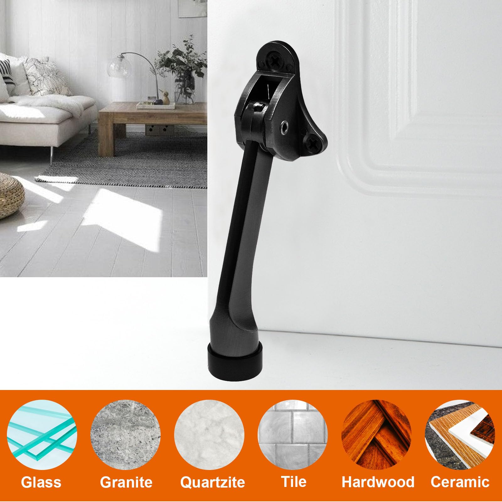 Snapklik.com : KickDown Door Stopper Easy-Step Door Stop Black-2pcs