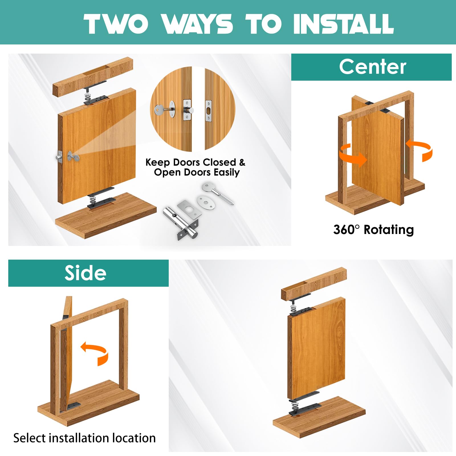 Snapklik.com : Door Pivot Hinges - Heavy Duty 360 Hidden Hinge Kit For ...