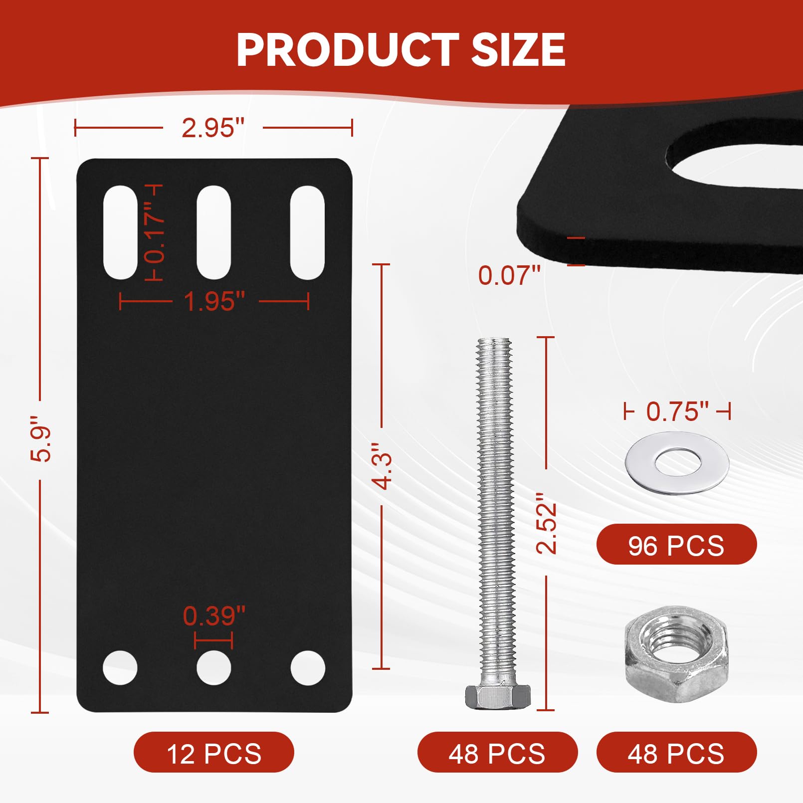 Accessories 12 Pcs E-Track Rail Mounting Back Plate Plate Installation ...