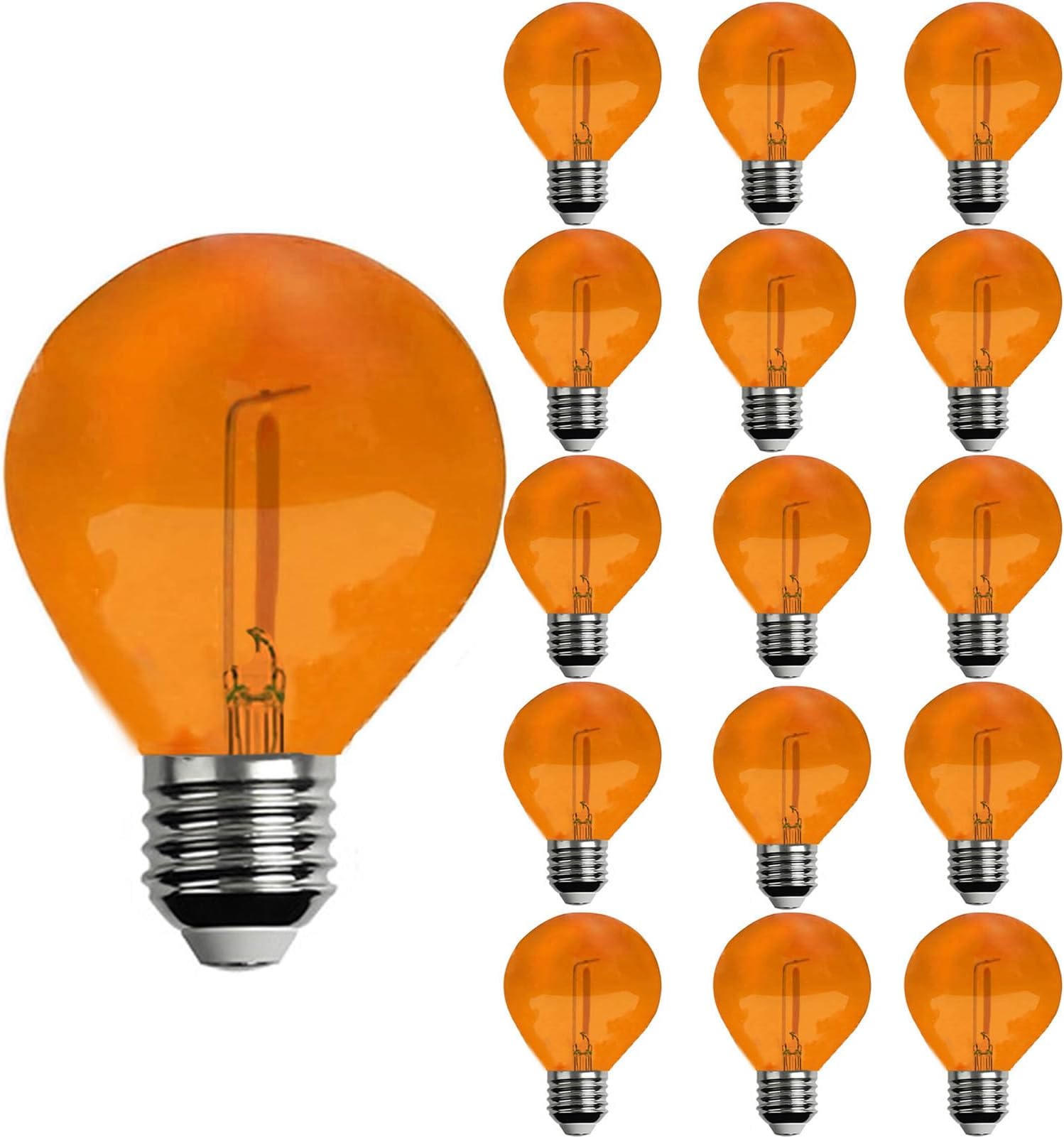 G40 Replacement Light Bulbs Orange 1W Shatterproof Plastic LED Globe ...