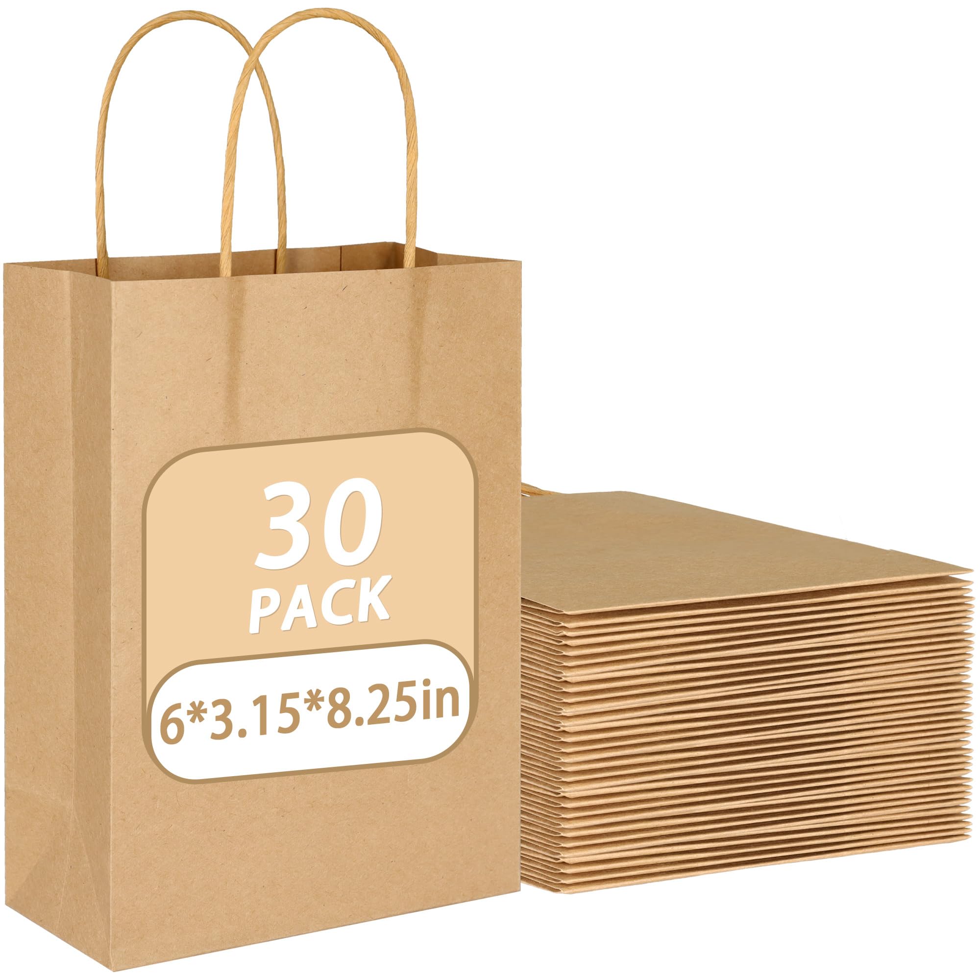 Amazon.com: GITMIWS 30 Pack Small Brown Kraft Paper Bags, 6''x3.15''x8 ...