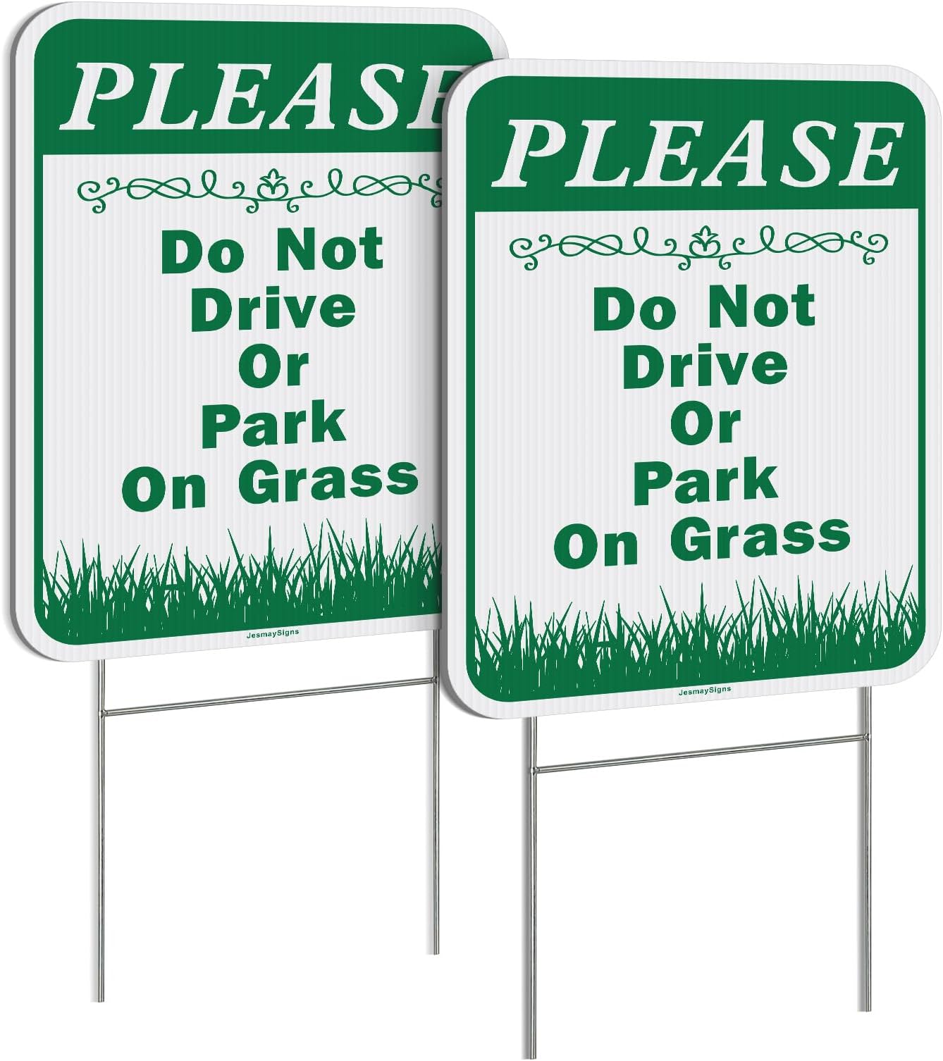 Amazon.com : Please Do Not Drive Or Park On Grass Yard Sign 2 Pack, 16 ...