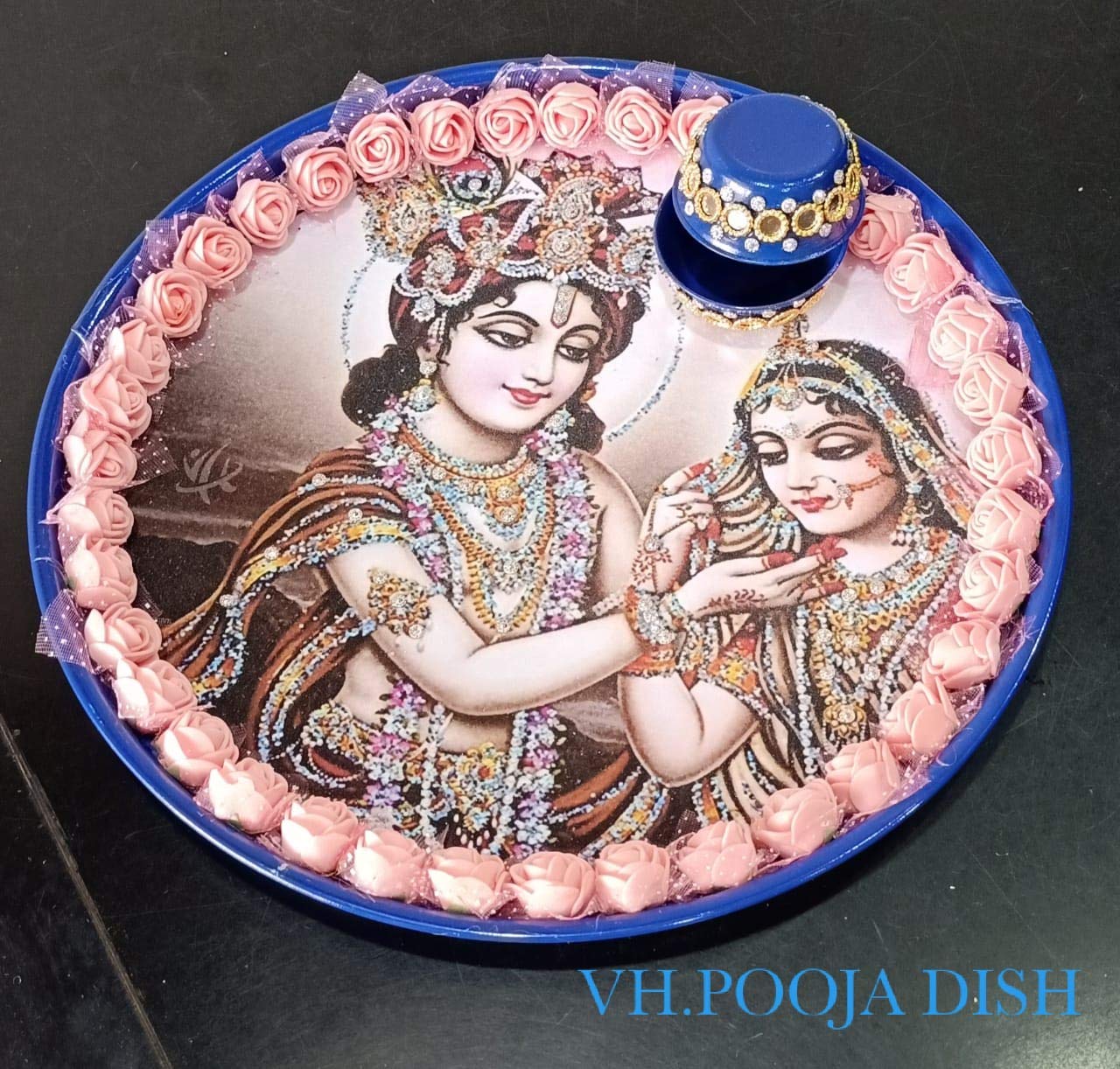 Buy Shree Krishna penting puja Handcrafted Decorated Thali for, Diwali ...