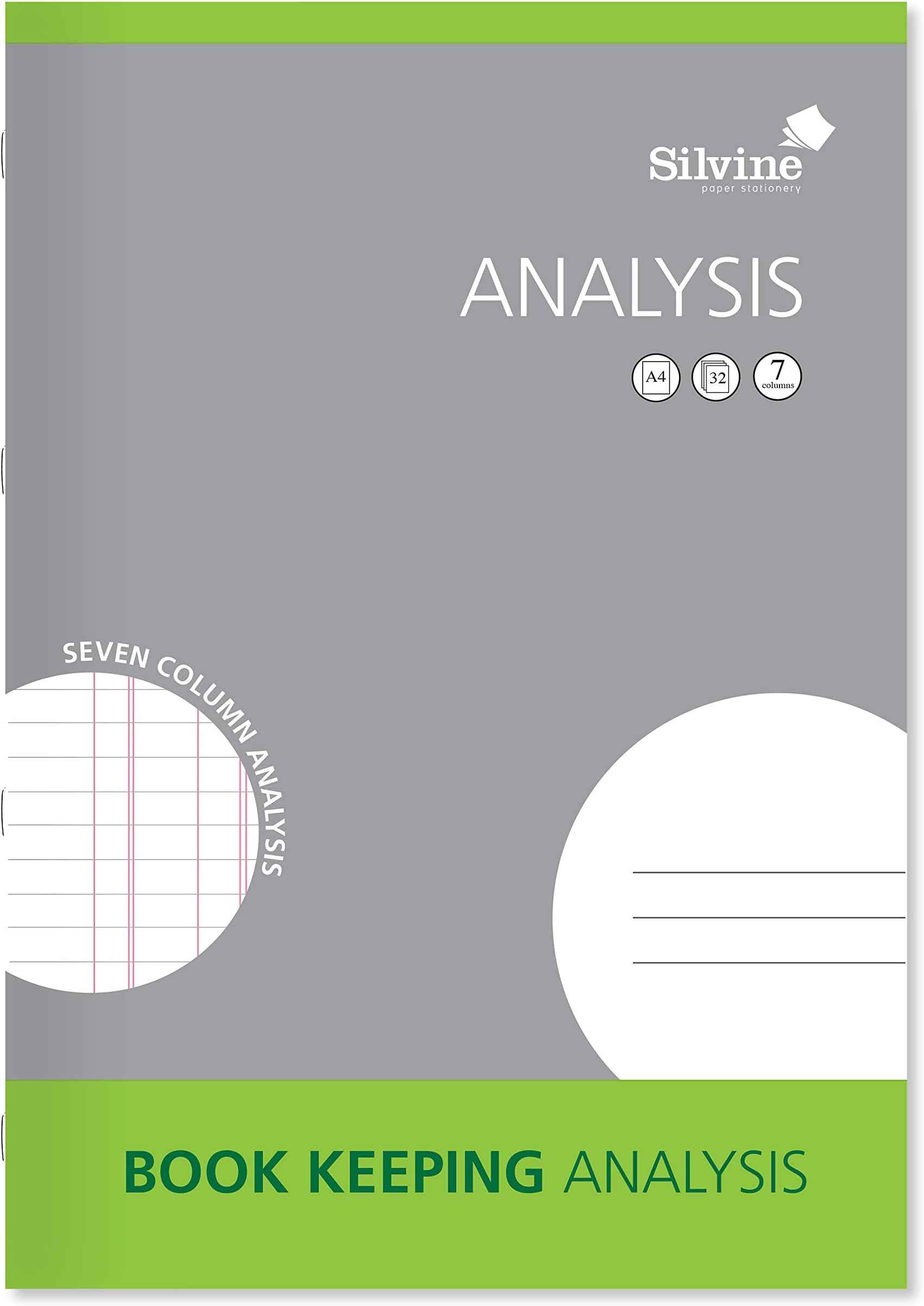Silvine A4 Book Keeping Analysis, 32 Pages Printed 'Analysis' 7 Columns ...