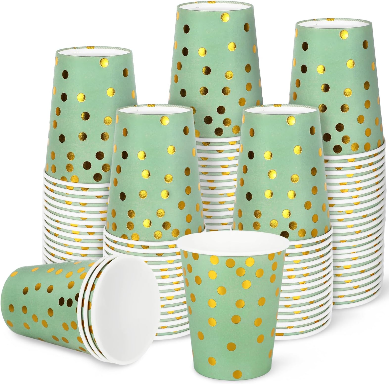 Amazon.com: Amscan Premium Sage Green Paper Cups With Hot Stamp (12 oz ...