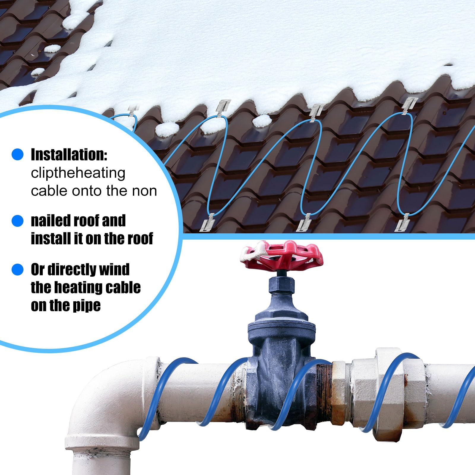 Snapklik.com : Copkim 20 Ft 5w/ft Roof And Gutter Snow Deicing Cable ...