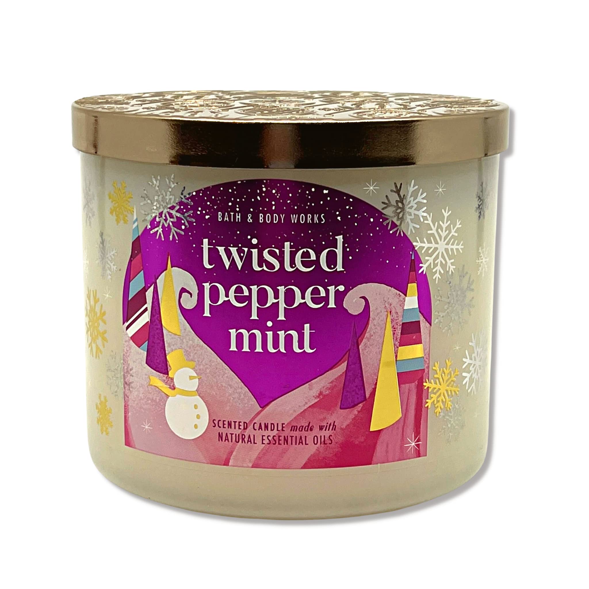 Amazon.com: Bath & Body Works Twisted Peppermint Scented Candle 3-Wick Candle with Essential ...