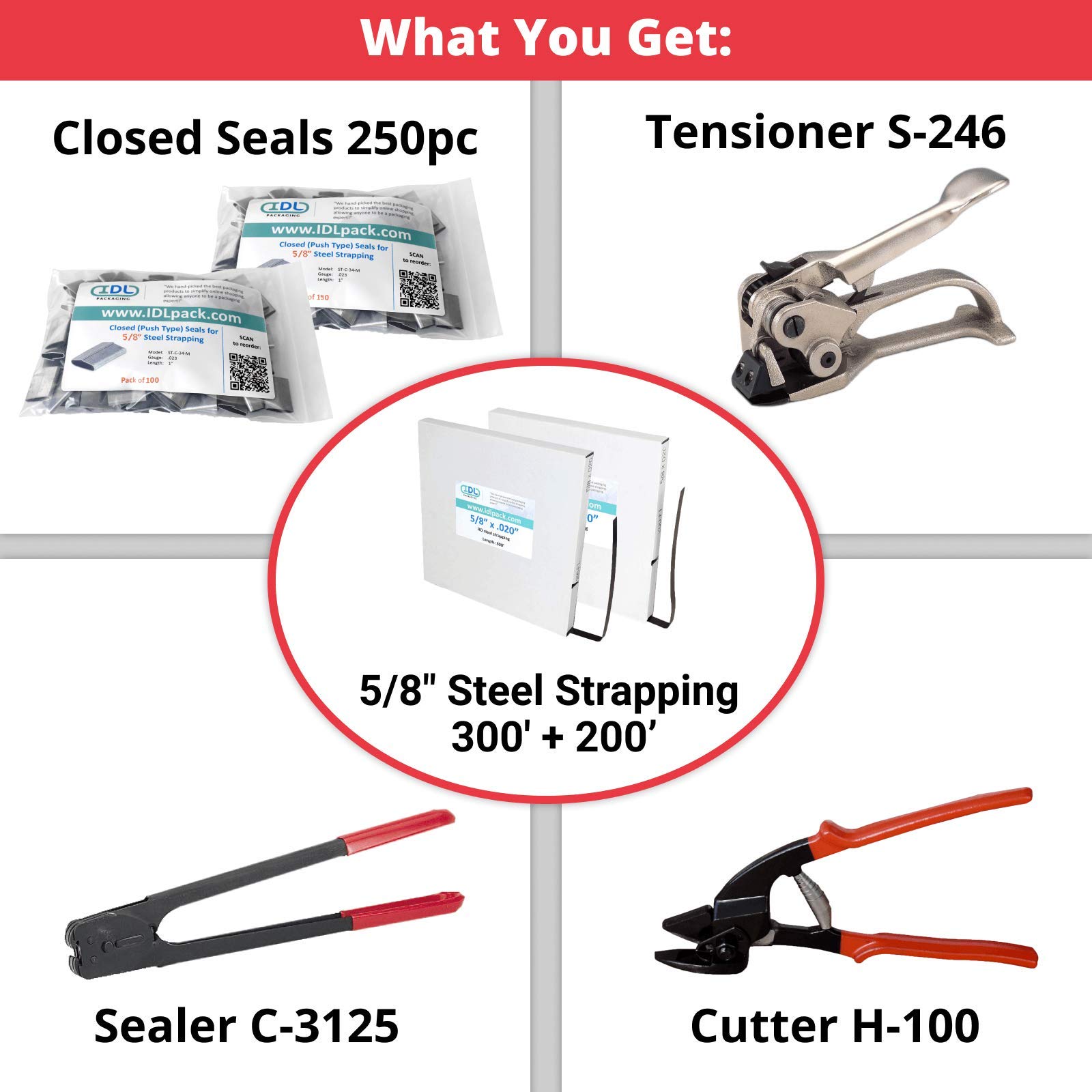 Snapklik.com : IDL Packaging Round Packages Strapping Kit For 5/8" X ...